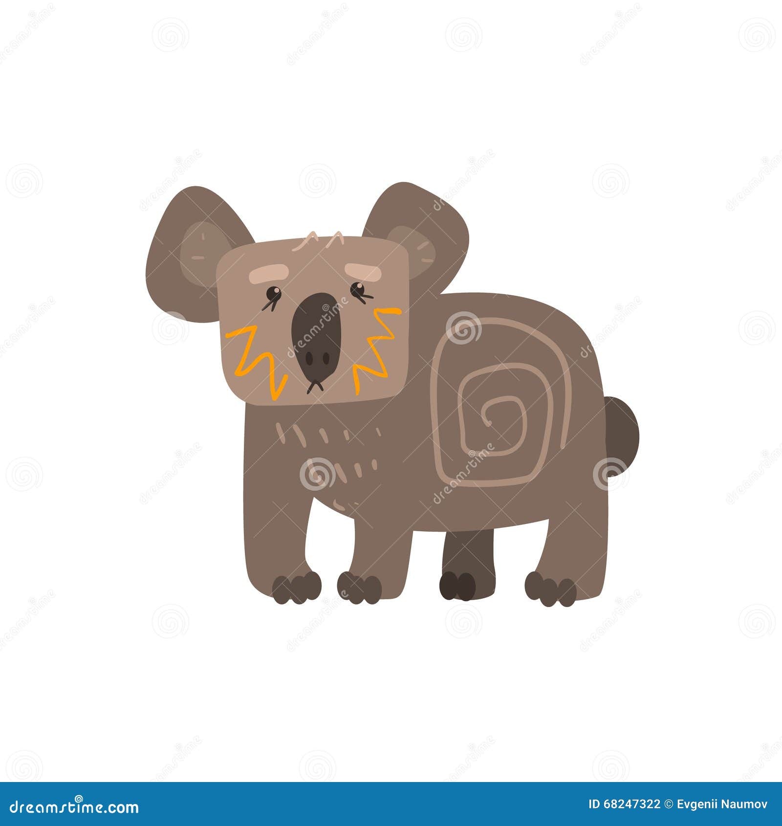 Koala Standing Flat Cartoon Stylized Stock Vector - Illustration of ...