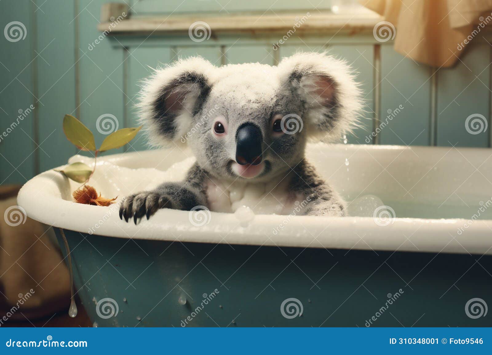 Koala Taking a Bath in a Bathtub with a Retro Style. Generative AI ...