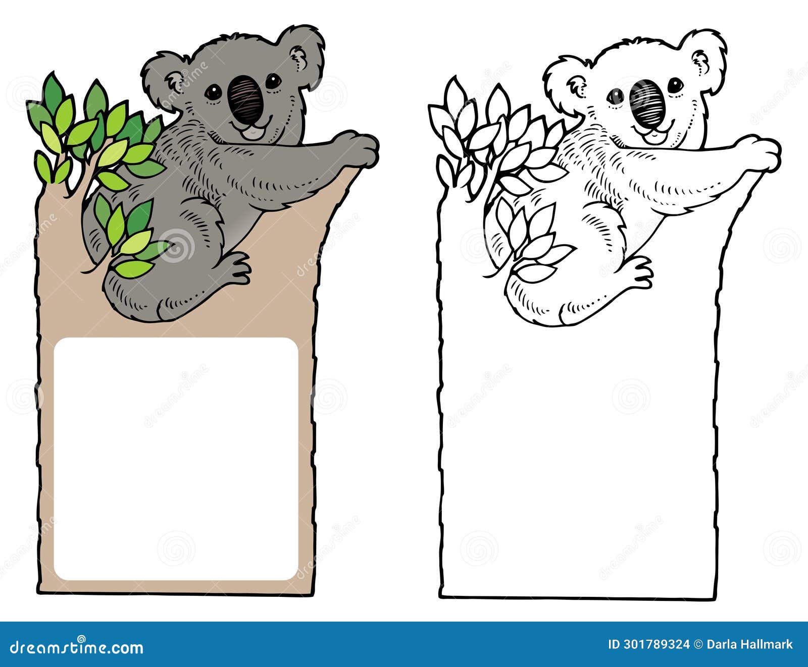 Koala in a Tree Border Design Stock Vector - Illustration of cute ...