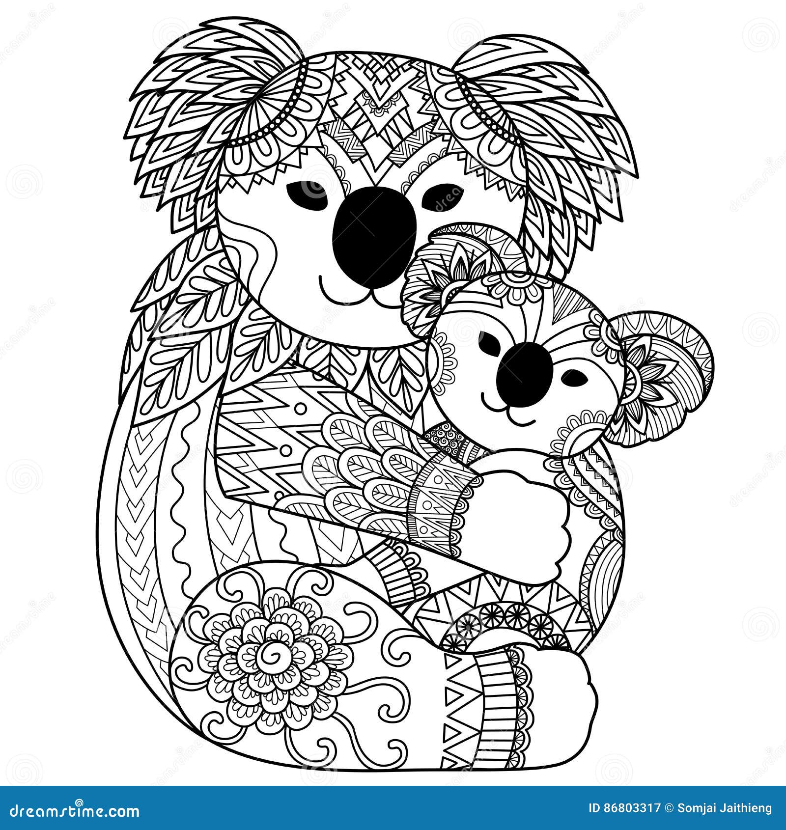 Koalamutter, Die Ihr Baby Streichelt Vektor Abbildung - Illustration ...