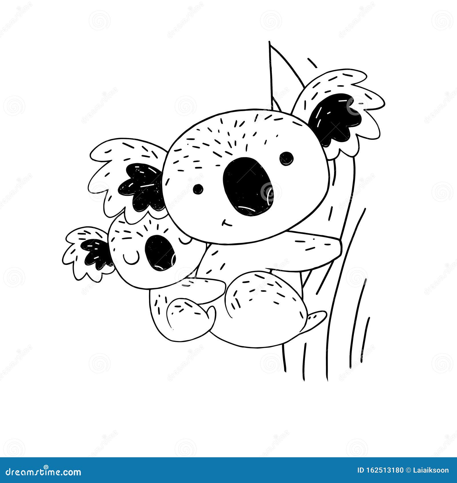 Koalas on the Tree Hand Drawn Style. for Greetings Cards, Decorations ...