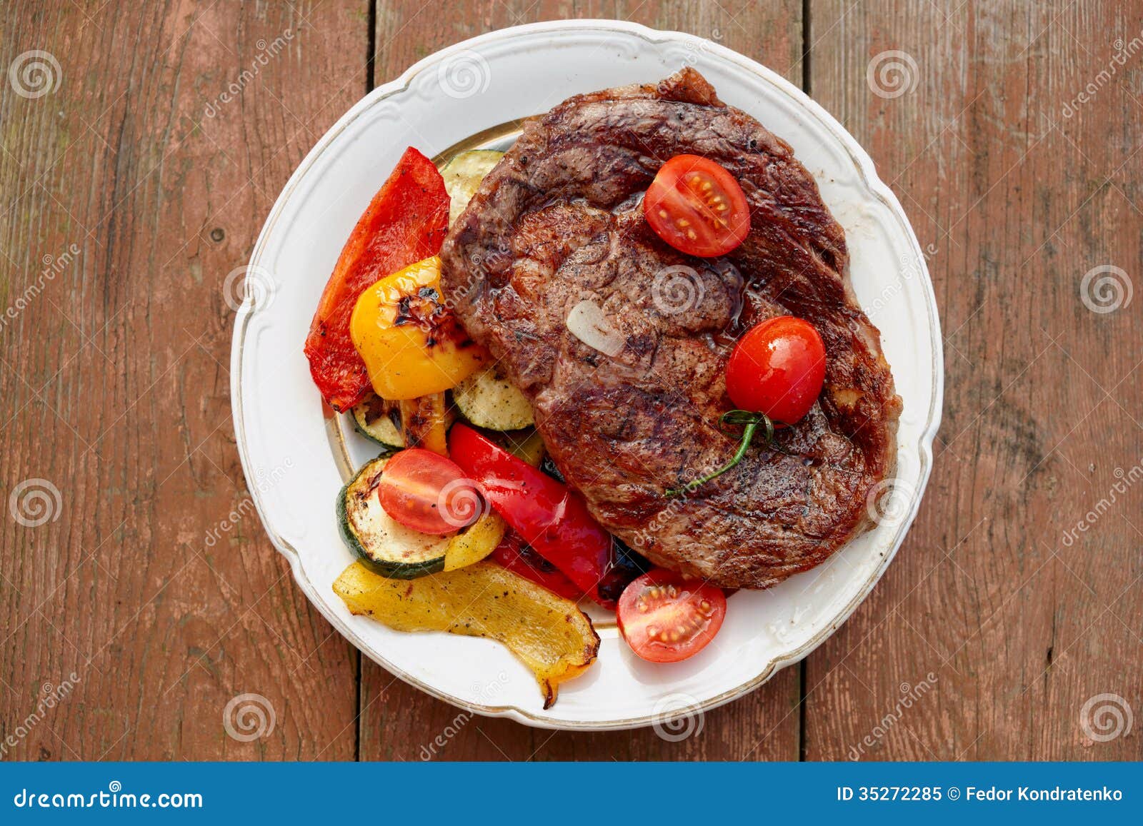 Kobe Beef Ribeye Steak with Grilled Vegetables Stock Image - Image of ...