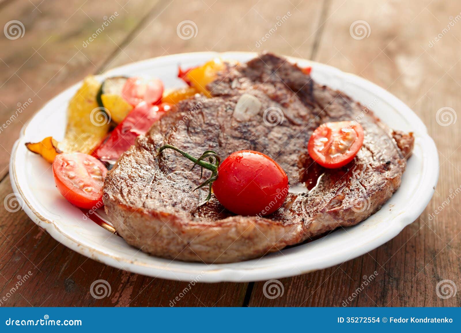 Kobe Beef Ribeye Steak with Grilled Vegetables Stock Photo - Image of ...