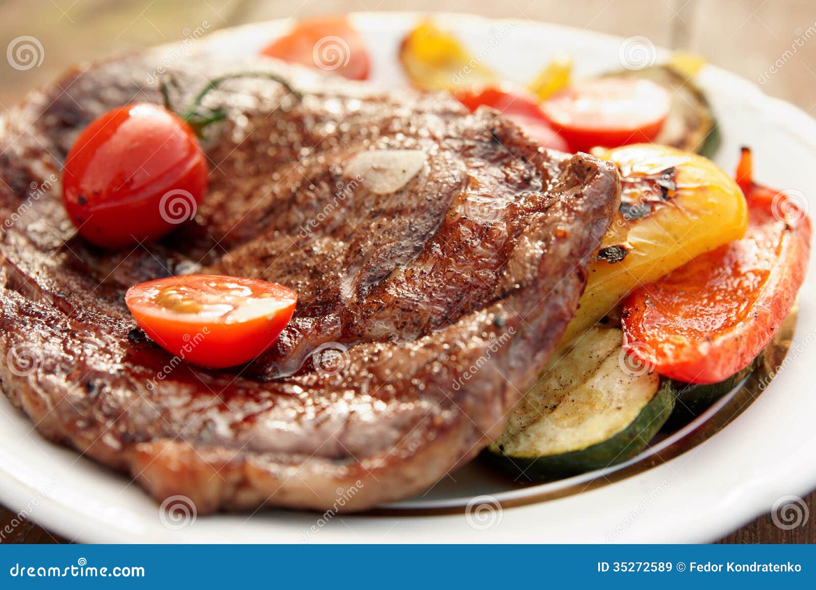 Kobe Beef Ribeye Steak with Grilled Vegetables Stock Image - Image of ...