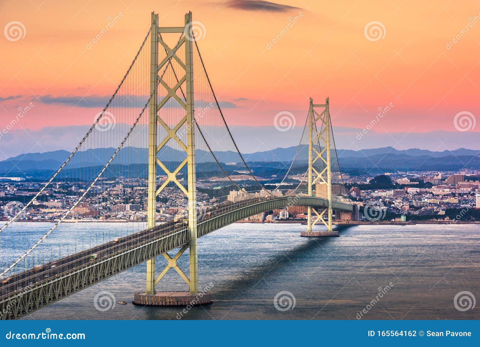 Kobe, Japan at Akashi Kaikyo Bridge Stock Photo - Image of asia ...