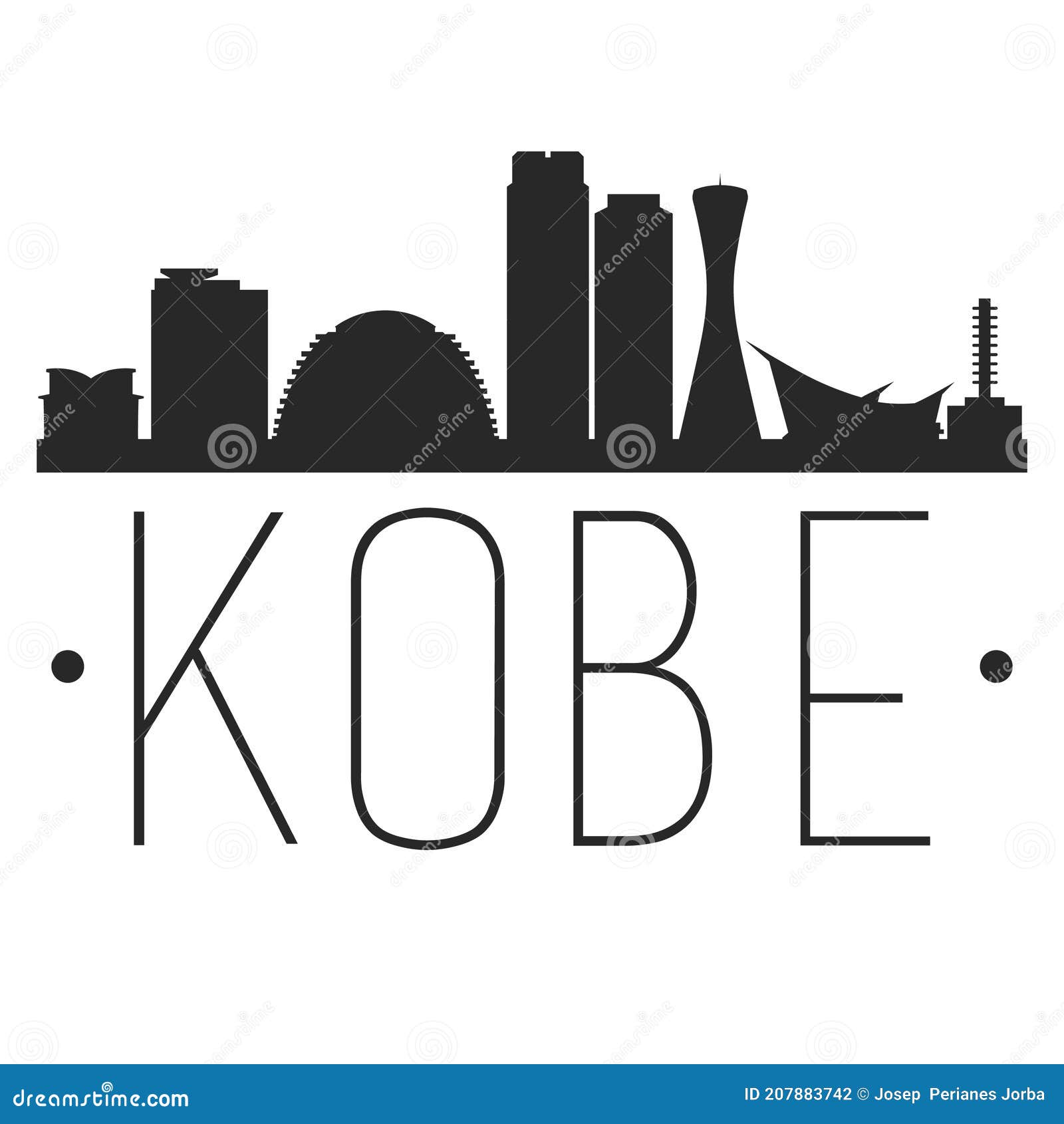 Kobe Japan. City Skyline. Silhouette City. Design Vector. Famous ...