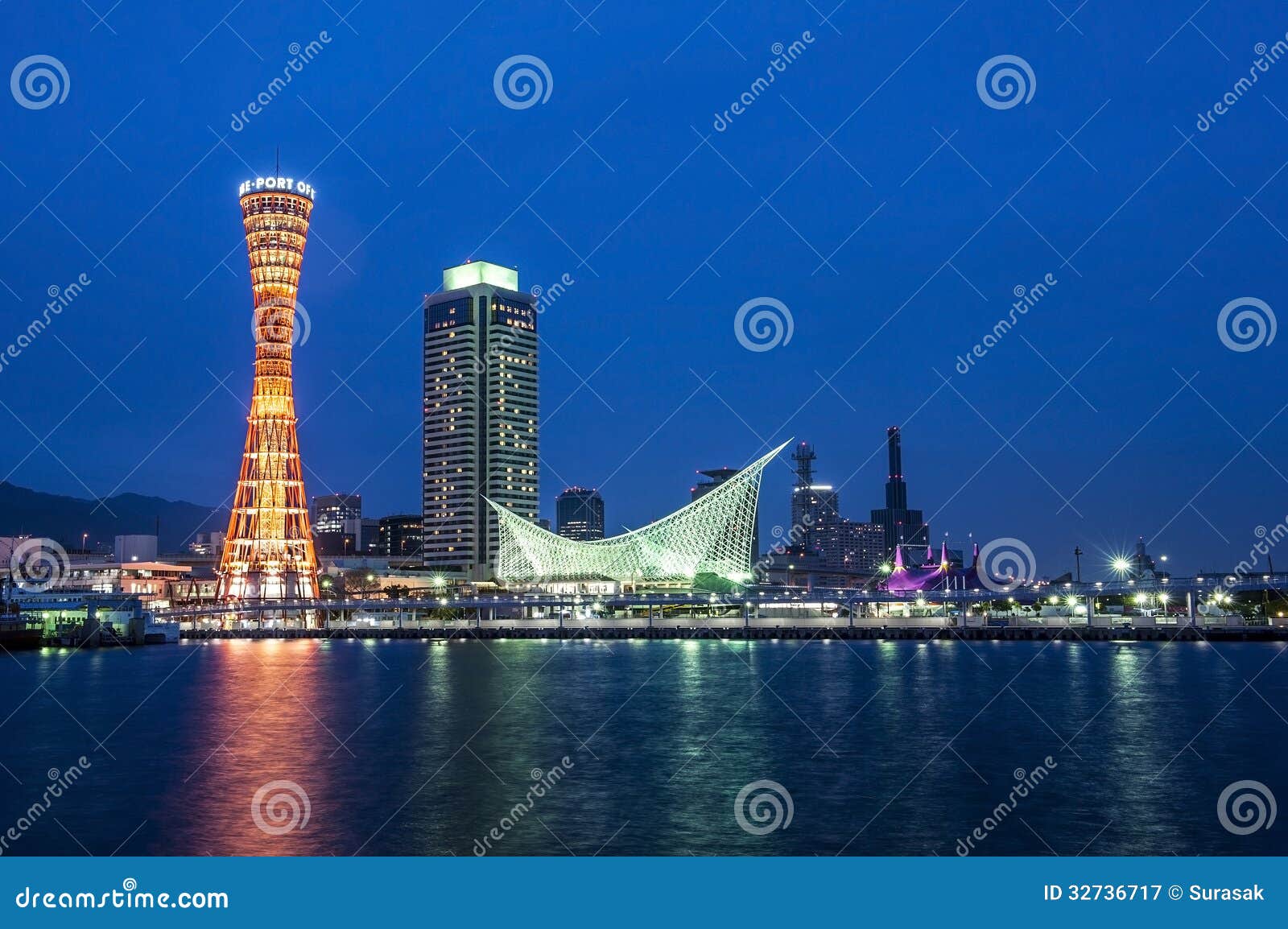 Kobe Port Island And Kobe Airport In Osaka Bay Seen From Nunobiki Herb ...