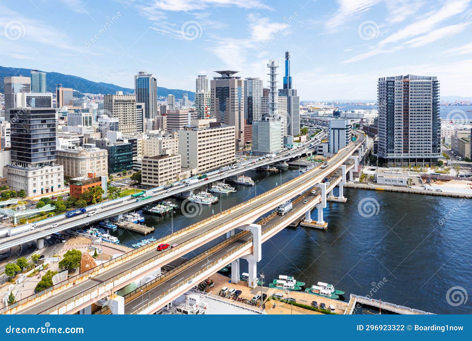 Kobe Skyline from Above with Port and Elevated Road in Japan Editorial ...