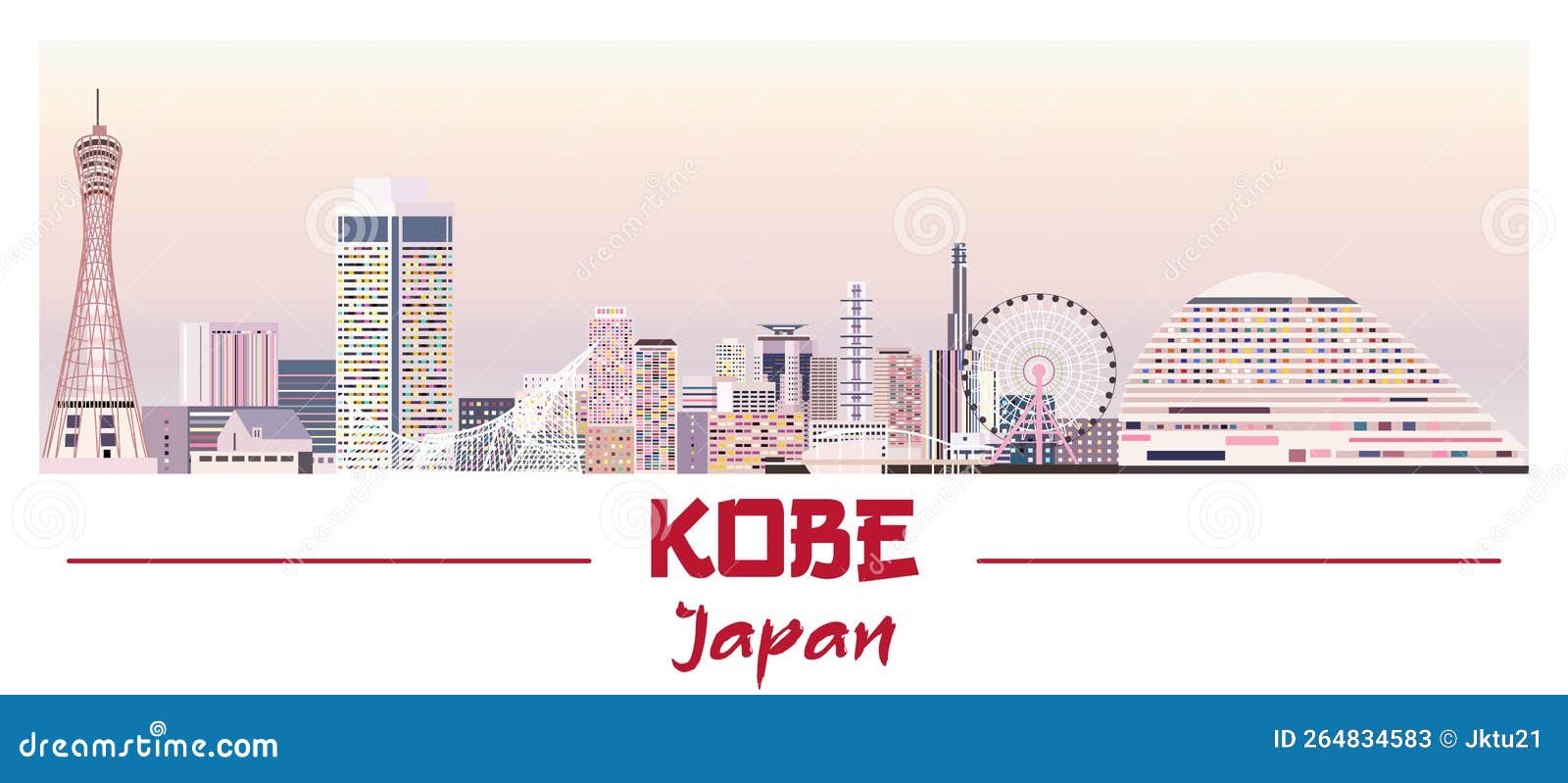 Kobe Map. Detailed Map Of Kobe City Administrative Area. Cityscape ...