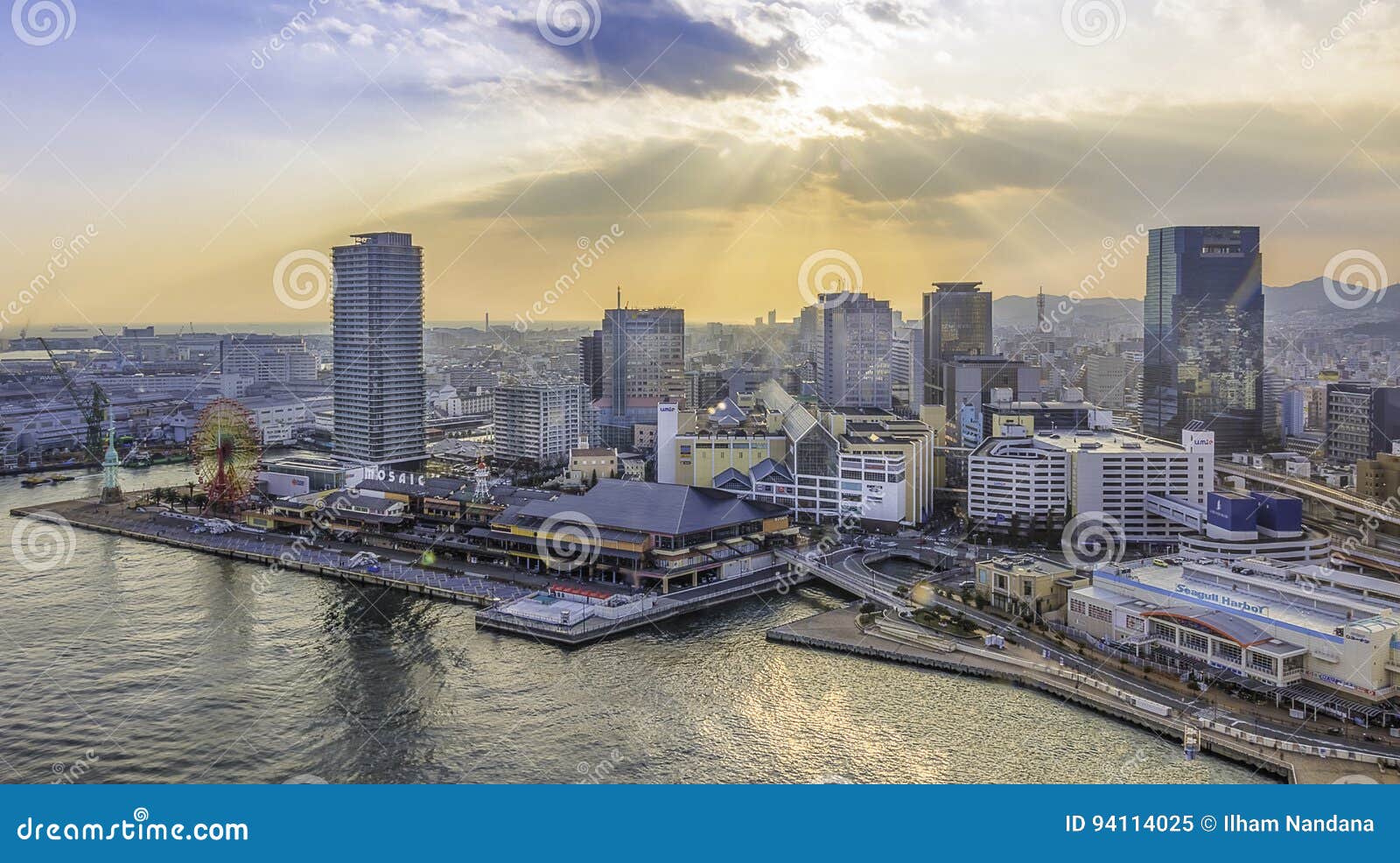 Kobe Sunset von oben redaktionelles bild. Bild von schönheit - 94114025