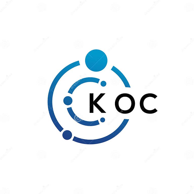 KOC Letter Technology Logo Design on White Background. KOC Creative ...