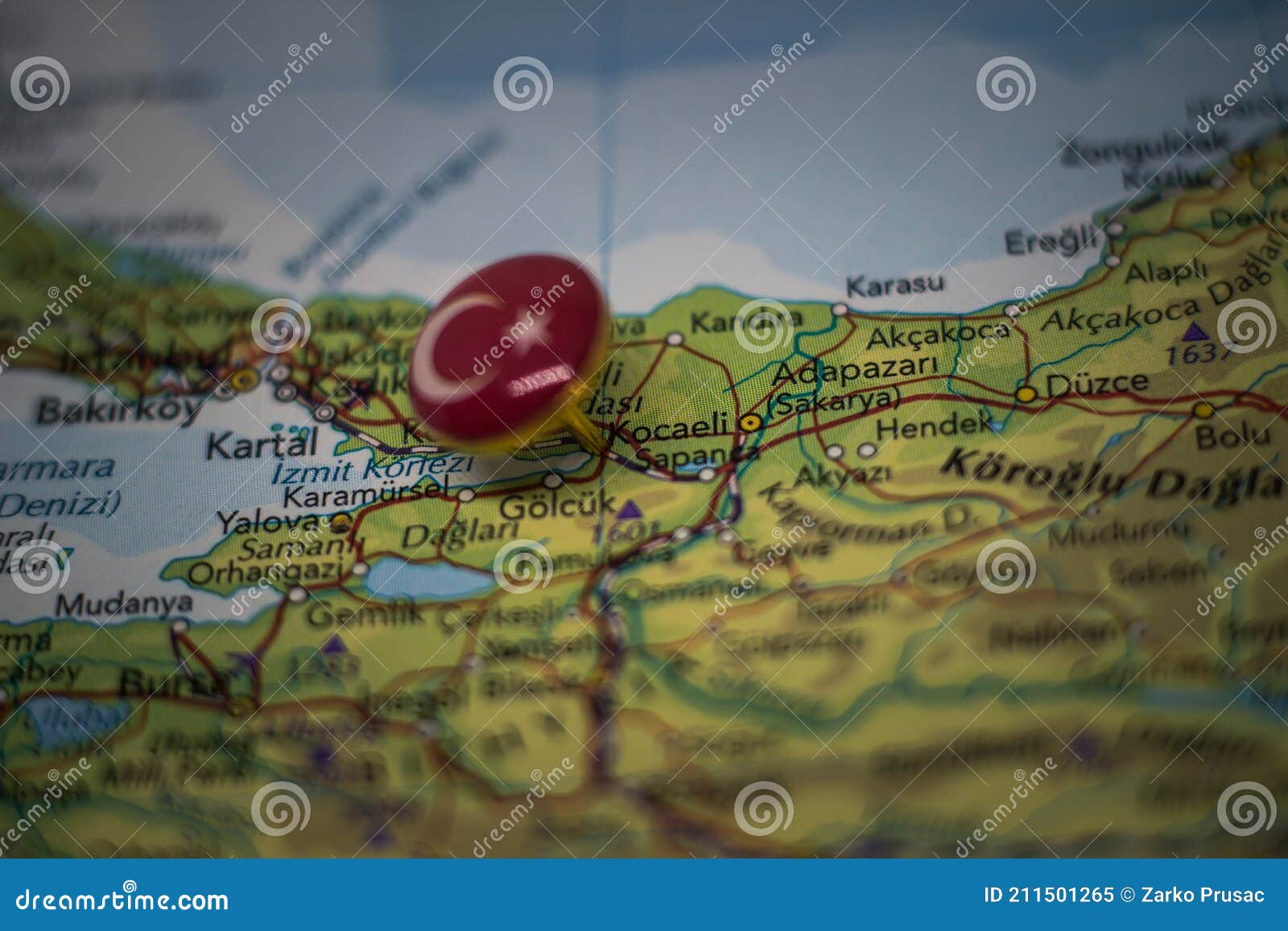 Kocaeli Pinned on a Map with the Flag of Turkey Stock Image - Image of ...