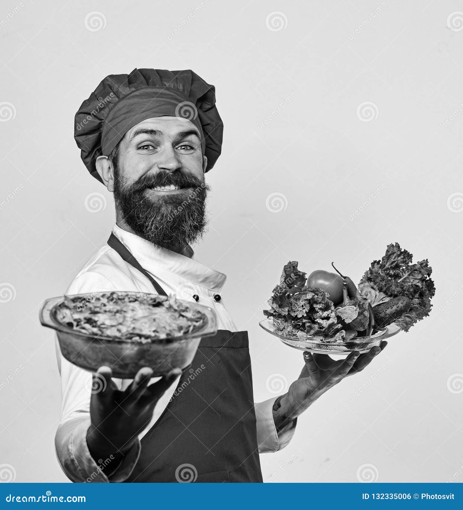 Kochen Und Pflanzenkostkonzept Mann Mit Bart Stockfoto - Bild von ...