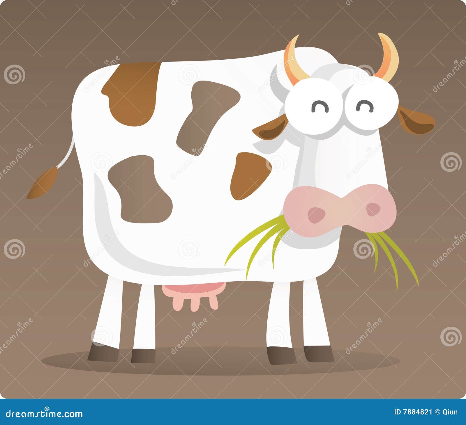 Koe die gras eet vector illustratie. Illustration of dier - 7884821