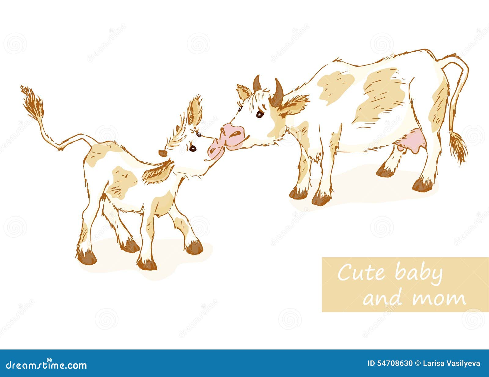 Koe en kalf vector illustratie. Illustration of aanbiddelijk - 54708630