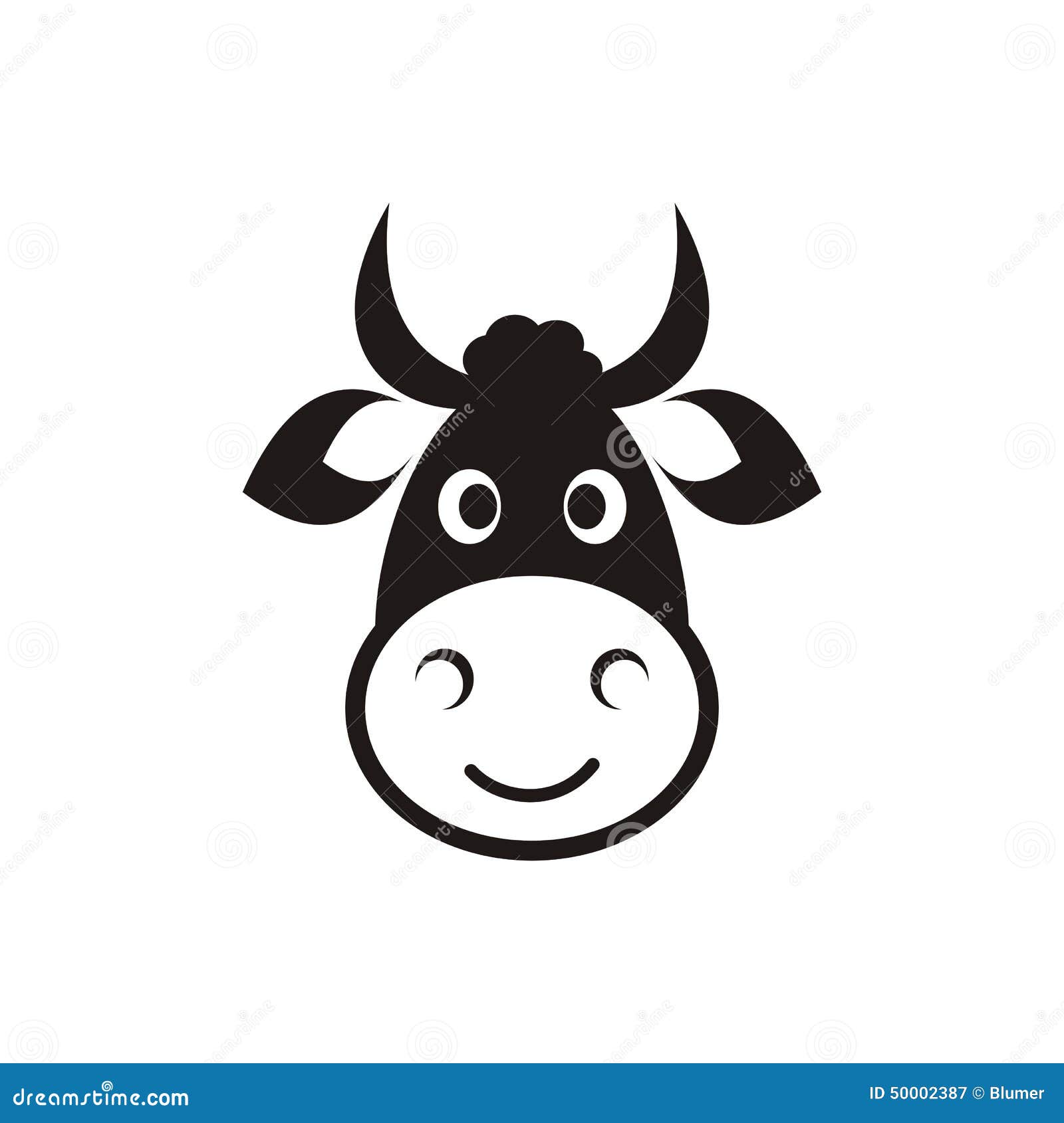 Koe hoofdpictogram vector illustratie. Illustration of beeld - 50002387