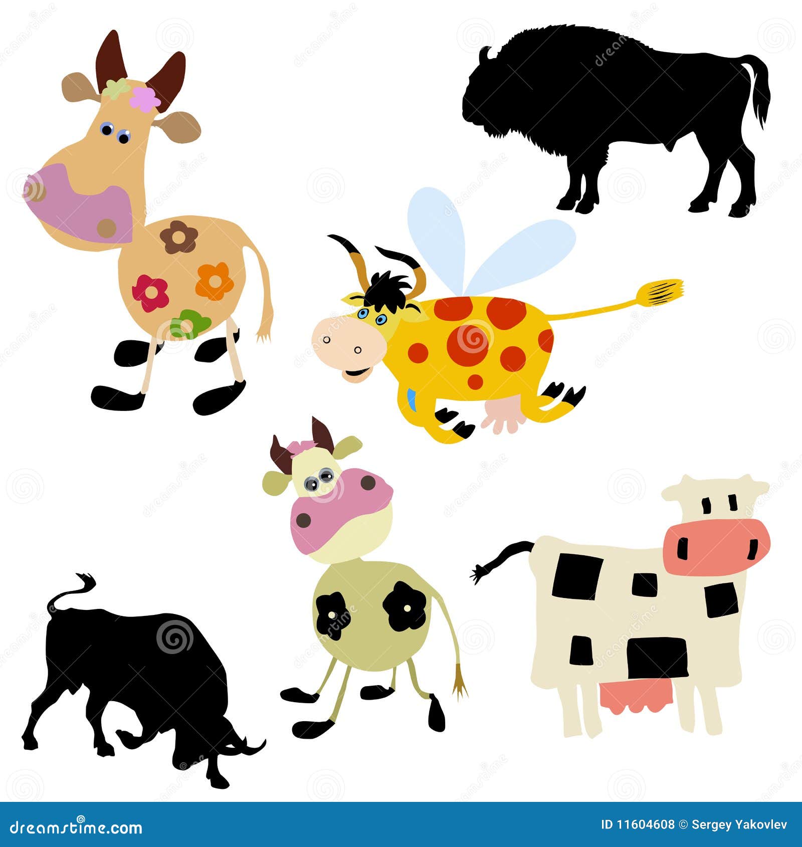 Koe op witte achtergrond vector illustratie. Illustratie bestaande uit ...