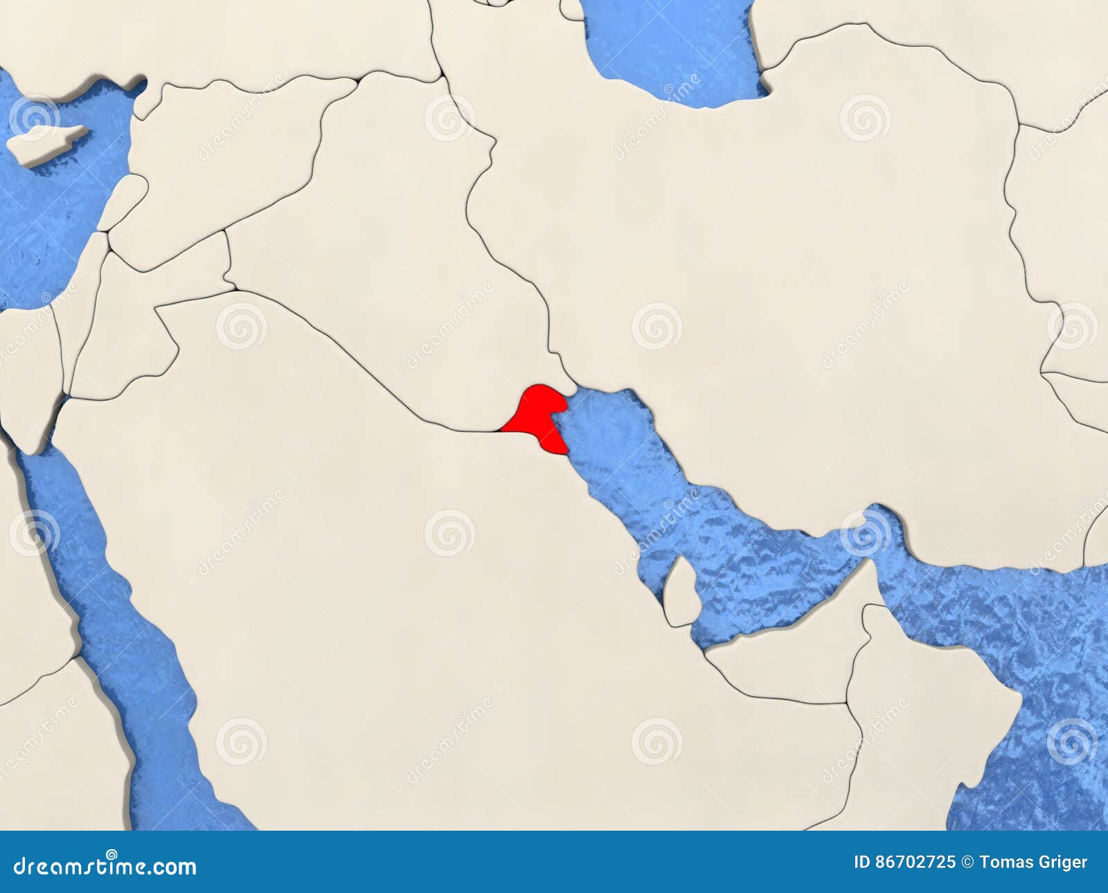 Koeweit op kaart stock illustratie. Illustration of rood - 86702725