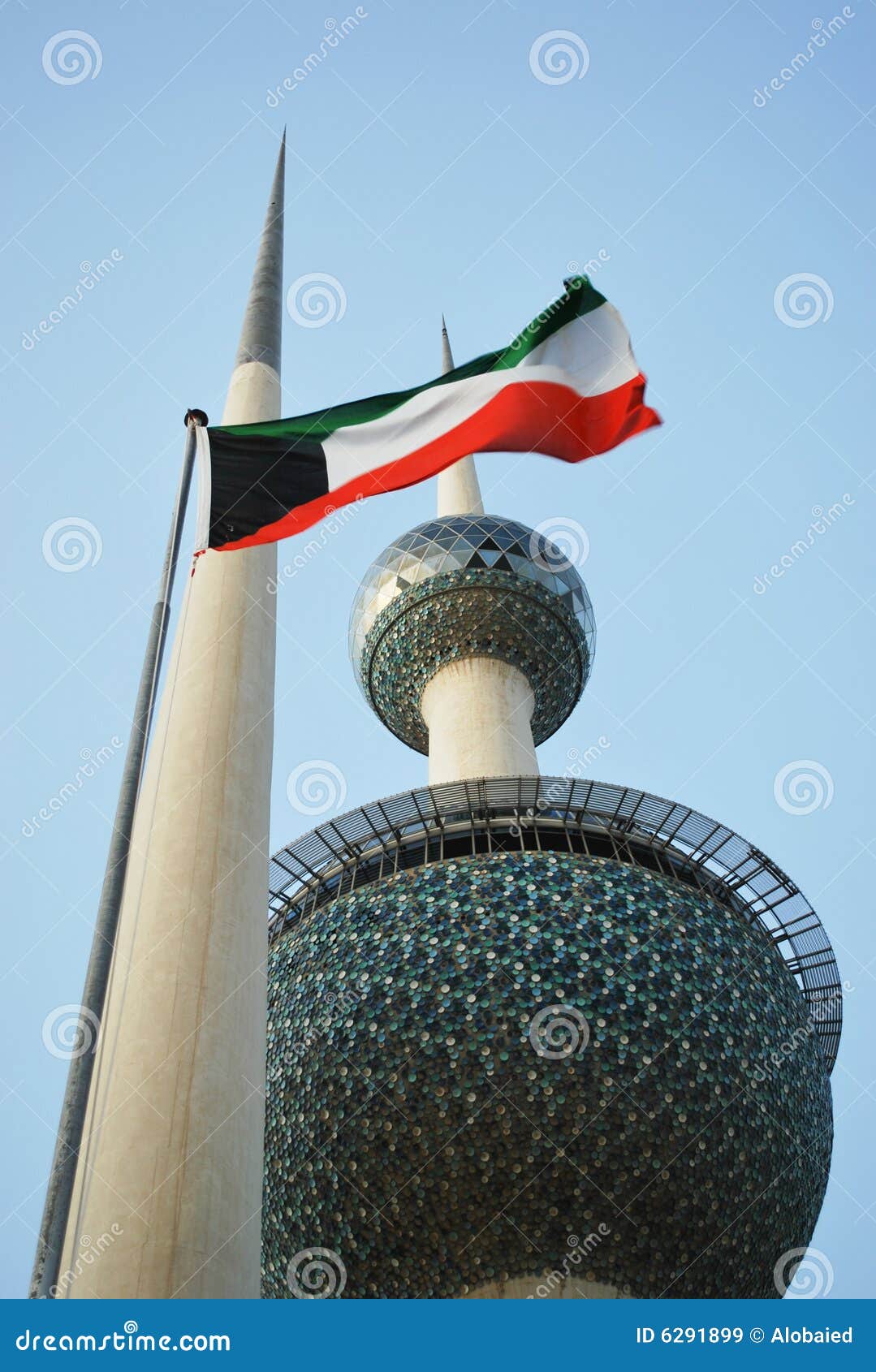 Koeweit tawer stock afbeelding. Image of blauw, vlag, koeweit - 6291899