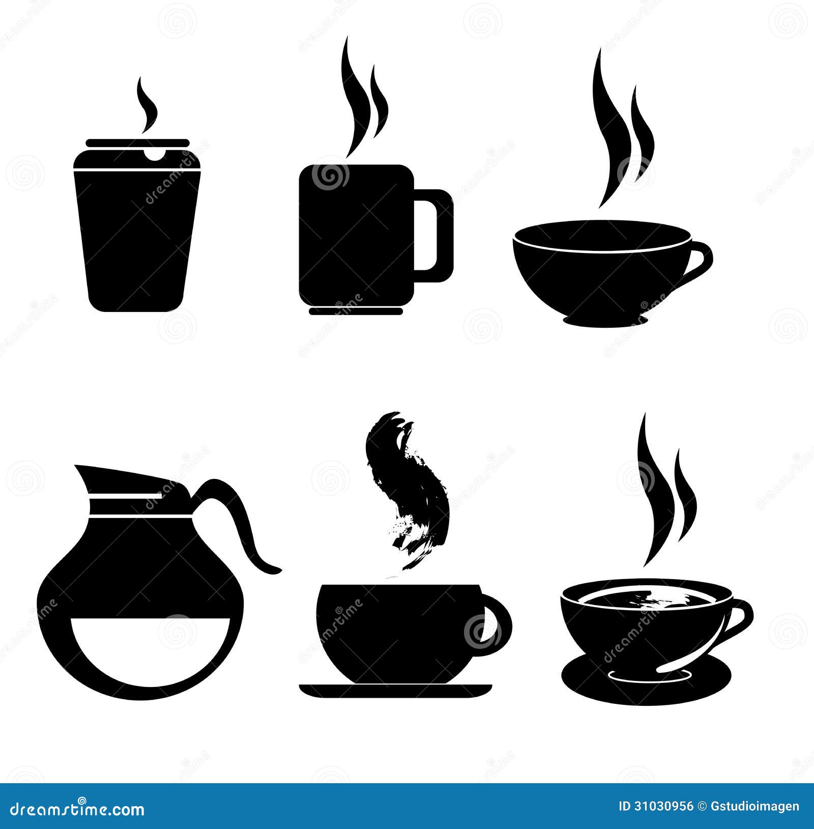 Koffiepictogrammen vector illustratie. Illustration of koffie - 31030956