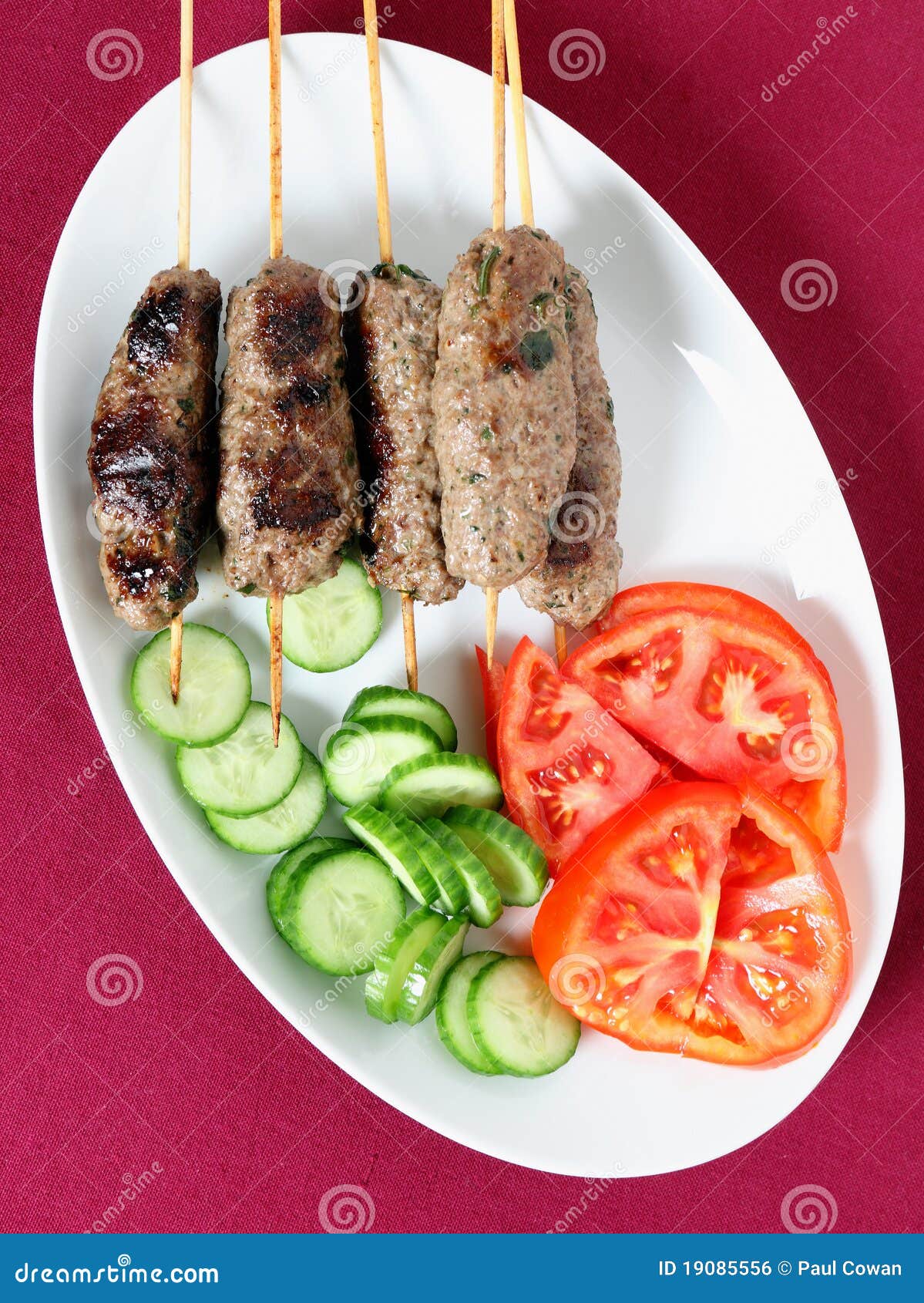 Kofta Plate and Salad from Above Stock Photo - Image of high, lamb ...