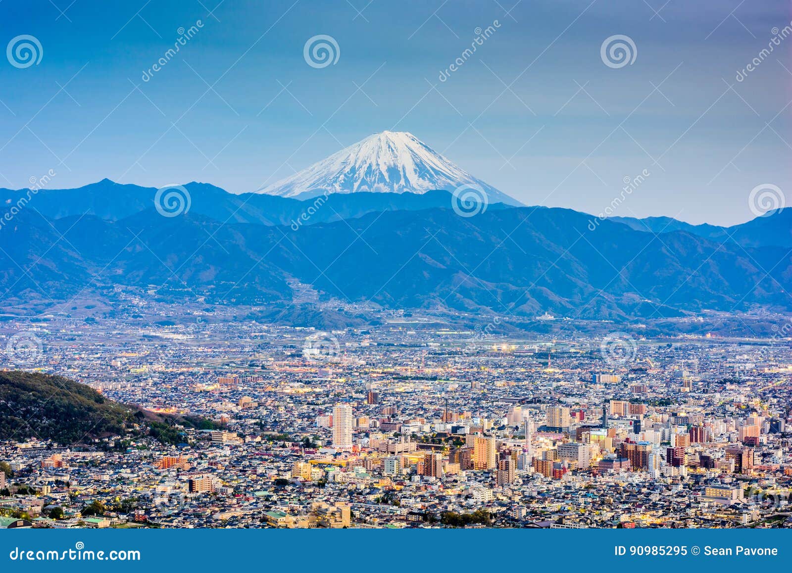 Kofu, Japan with Mt. Fuji stock image. Image of japan - 90985295