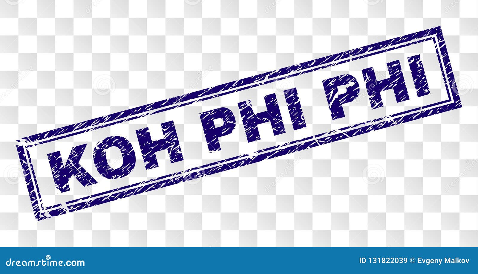 Scratched KOH PHI Rectangle Stamp Stock Vector - Illustration of ...