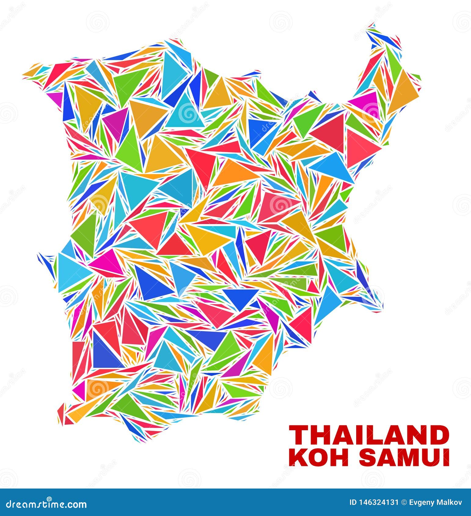 Koh Samui Map - Mosaic of Color Triangles Stock Vector - Illustration ...