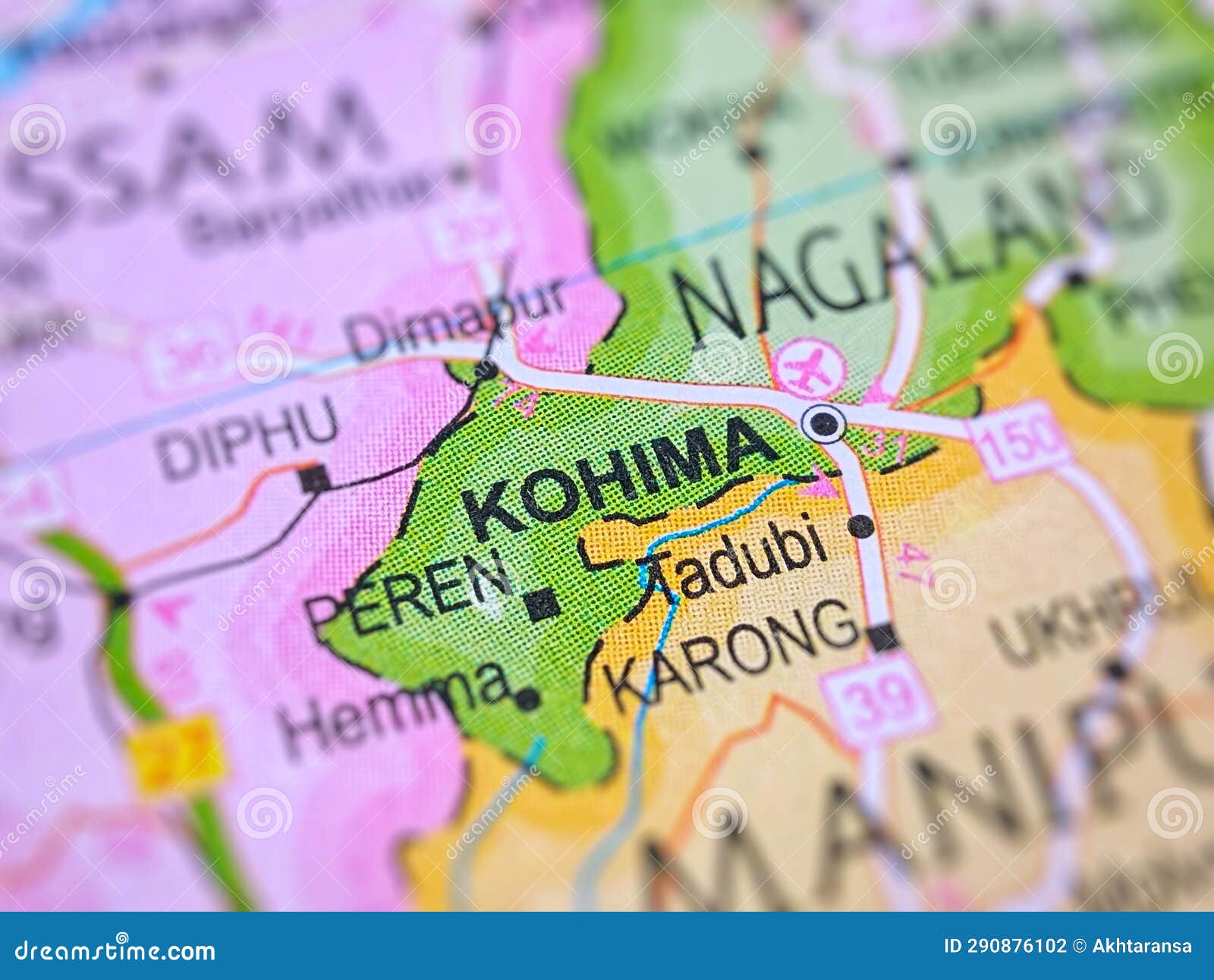 Kohima on a Map of India with Blur Effect Stock Photo - Image of ...