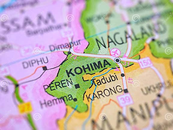 Kohima on a Map of India with Blur Effect Stock Photo - Image of ...