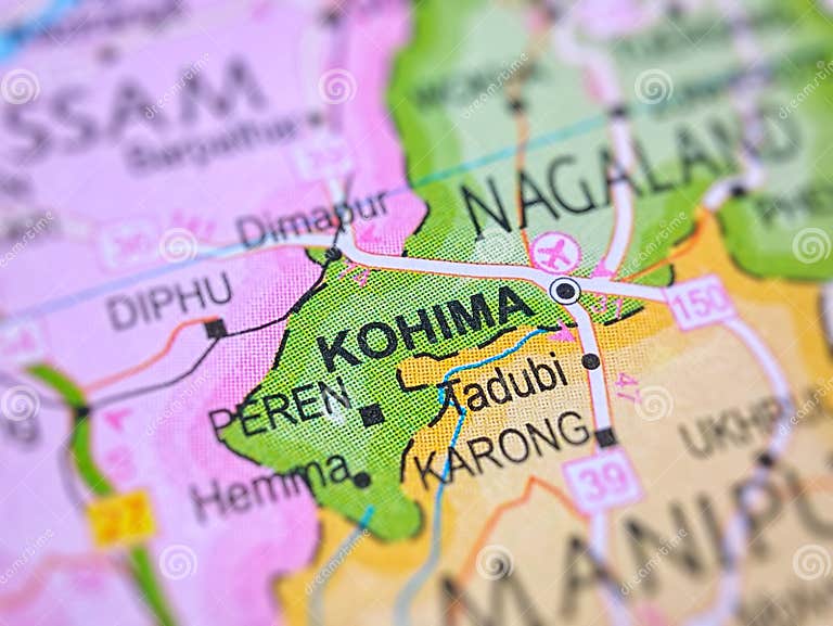 Kohima on a Map of India with Blur Effect Stock Photo - Image of ...