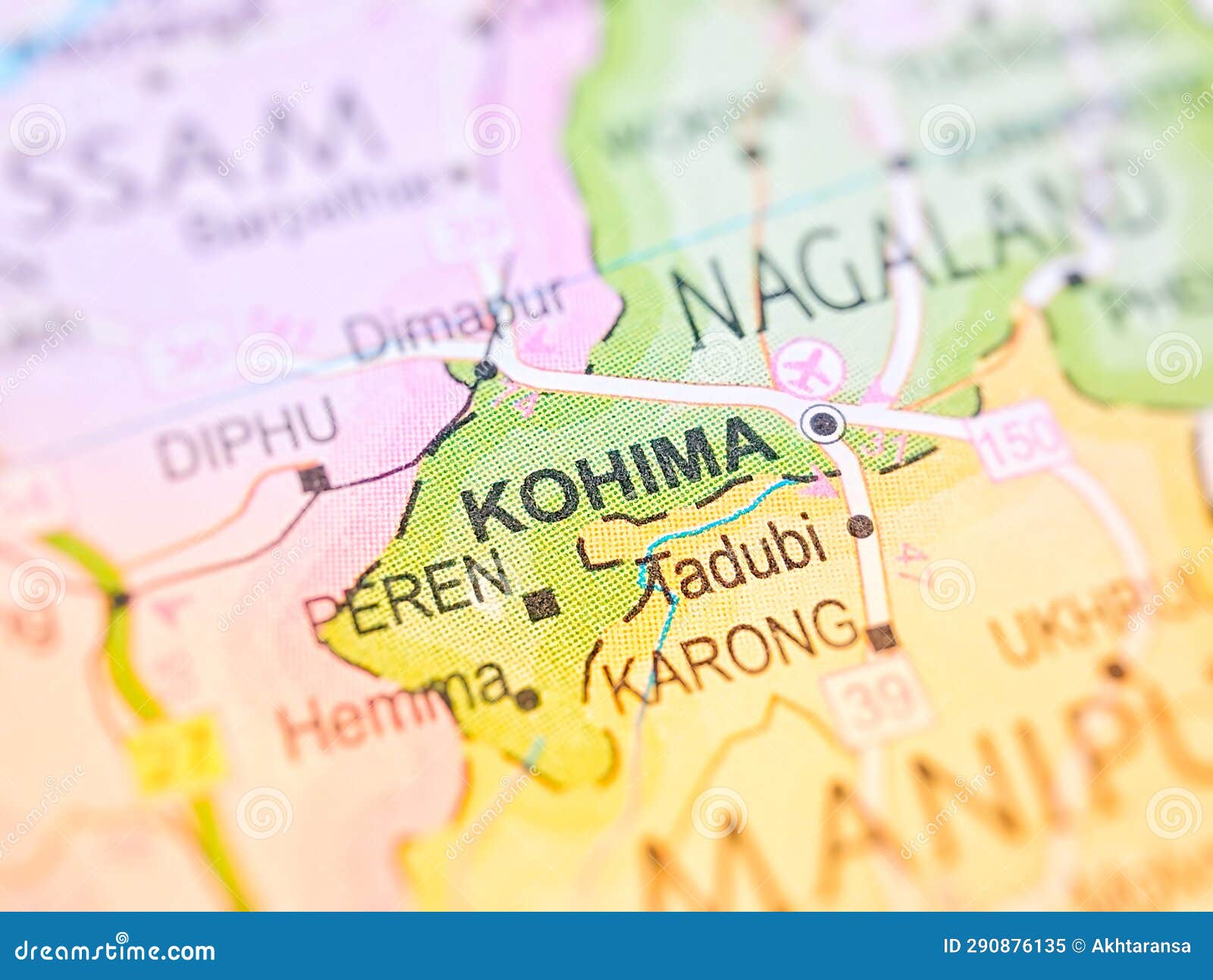 Kohima on a Map of India with Blur Effect Stock Image - Image of ...
