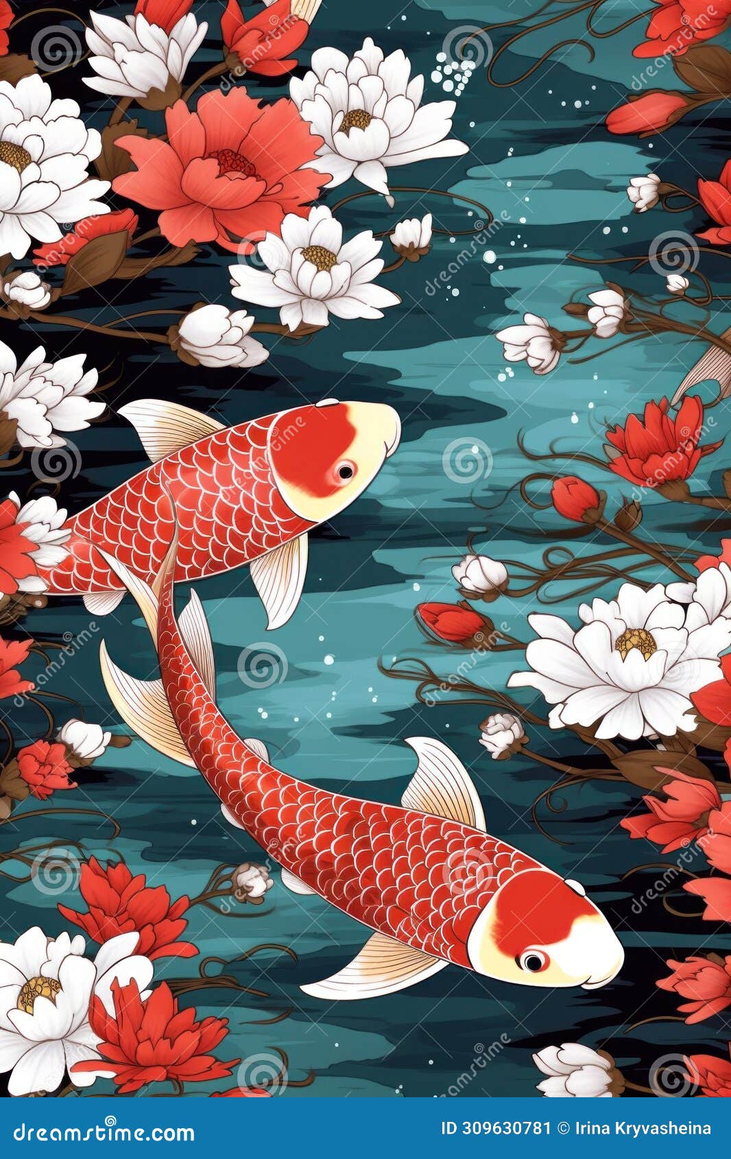 Koi Carp Fish Japanese Background for Poster Stock Image - Image of ...