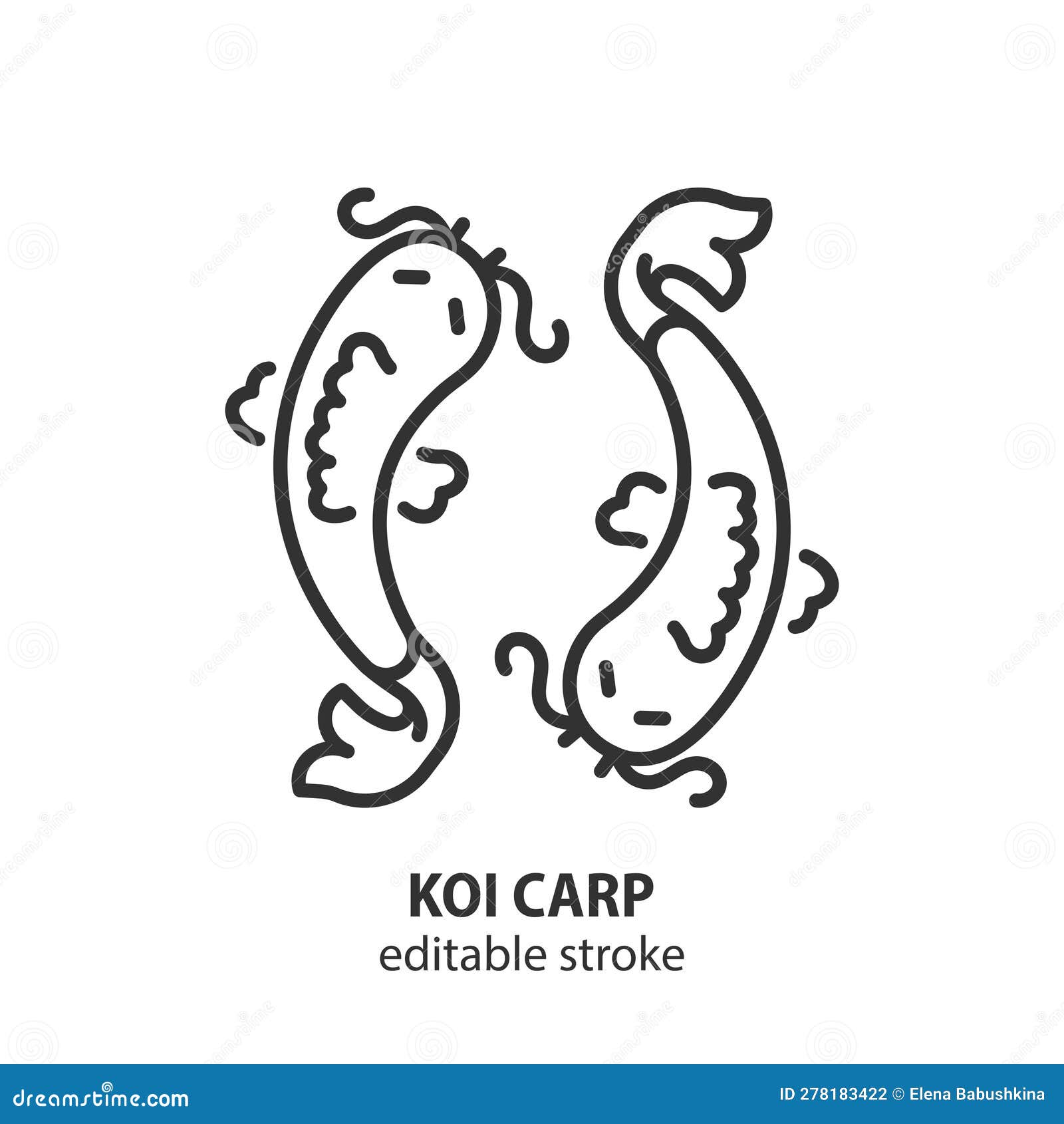 Koi Carp Line Icon. Koi Fish Vector Symbol Stock Vector - Illustration ...