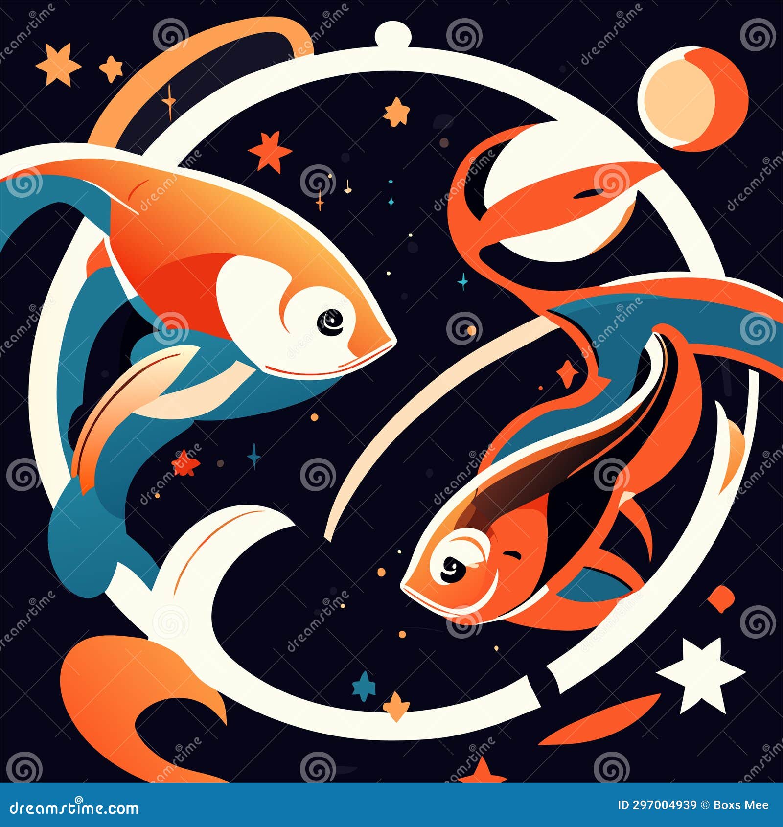 Koi Fish in a Circle. Vector Illustration in the Flat Style Stock ...