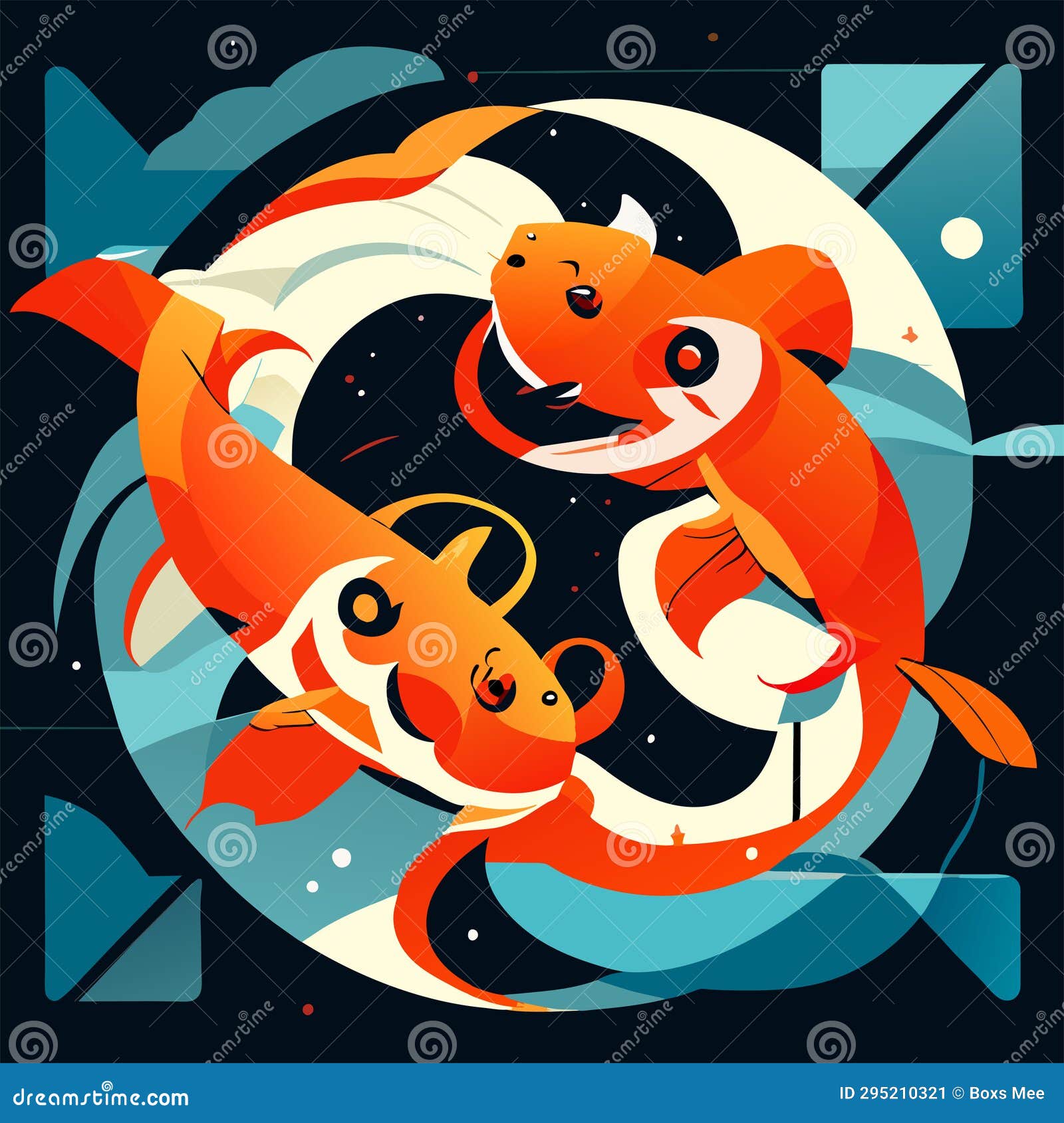 Koi Fish in the Circle. Vector Illustration in Flat Style Stock Vector ...