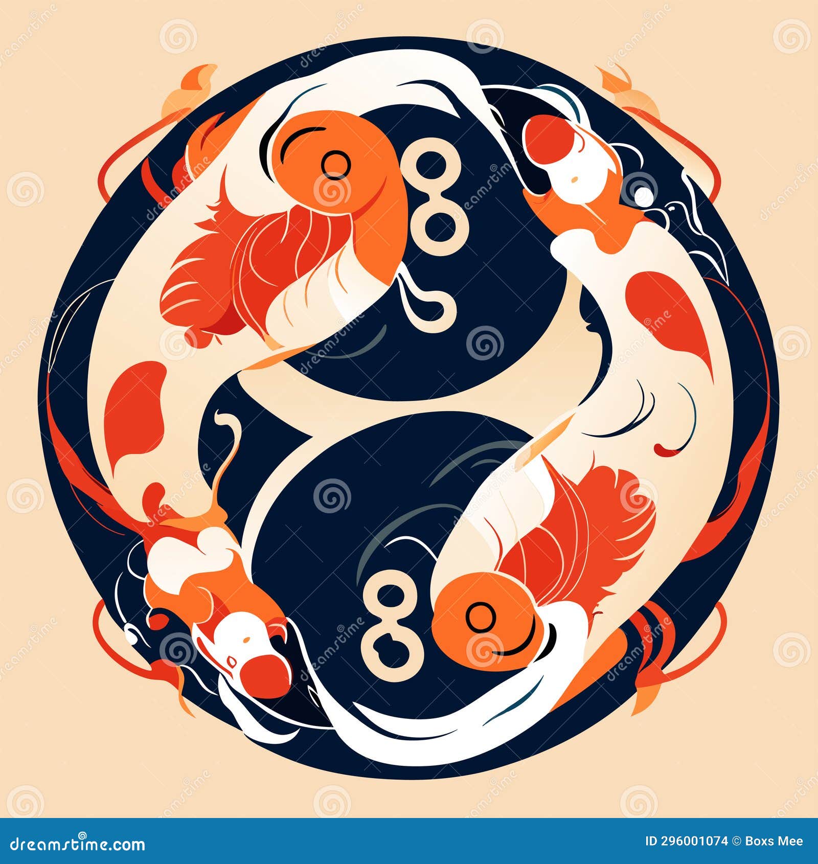Koi Fish in a Circle. Vector Illustration in a Flat Style Stock Vector ...