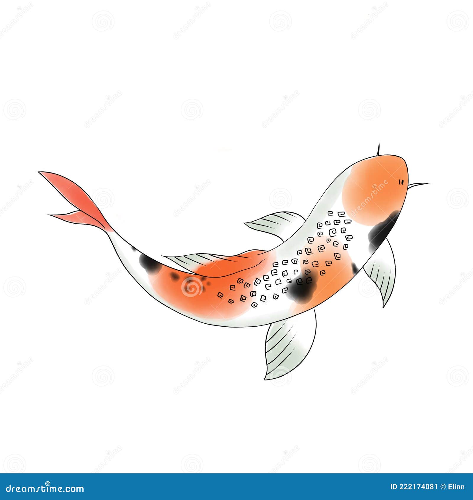 Koi Fish Digital Illustration Art Stock Illustration - Illustration of ...