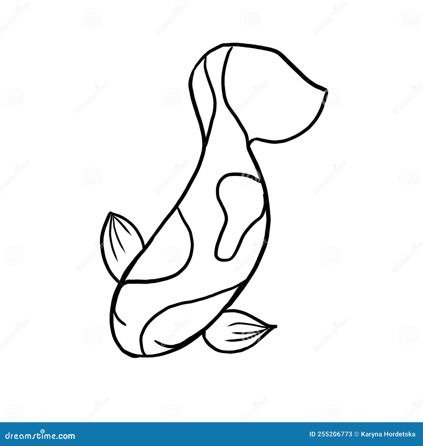 The Koi Fish In Doodle And Line Art. For Clip Art, Seamless Patterns ...