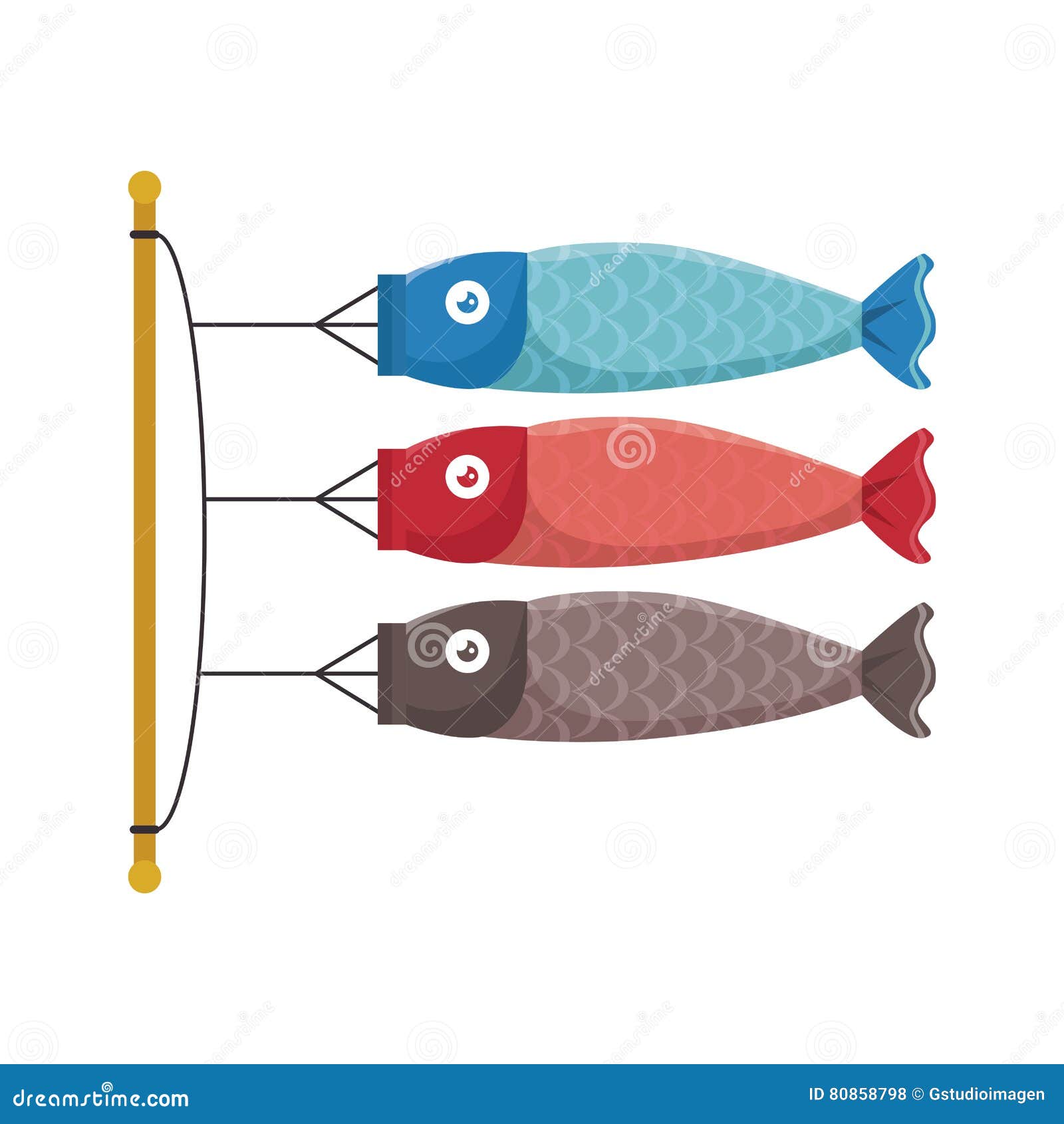 Koi Fish Flag Symbol Japan Desing Stock Vector - Illustration of roll ...