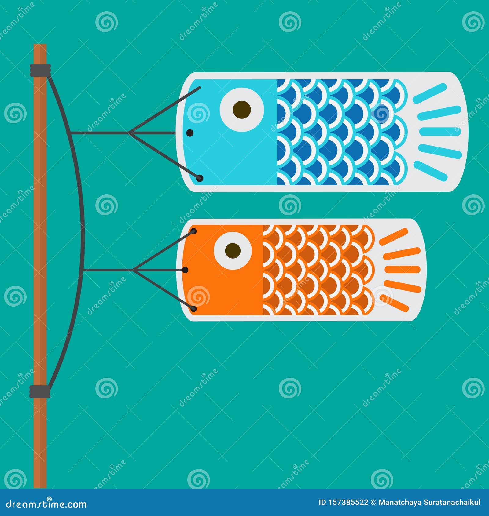 Koi fish flag. stock illustration. Illustration of cherry - 157385522