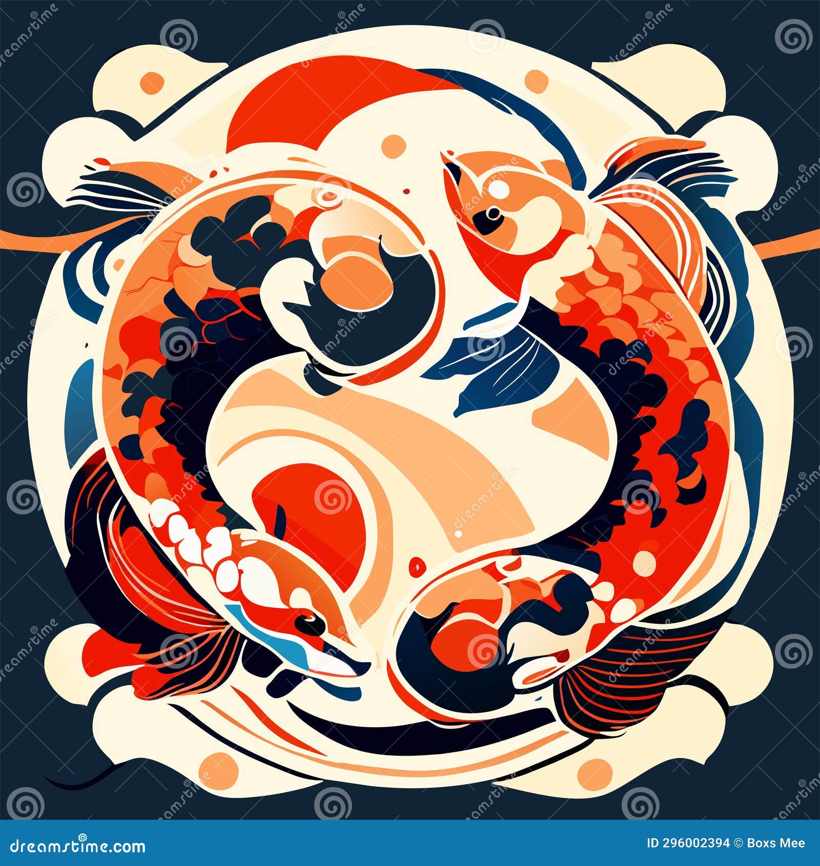 Koi Fish in the Form of a Circle. Vector Illustration Stock Vector ...