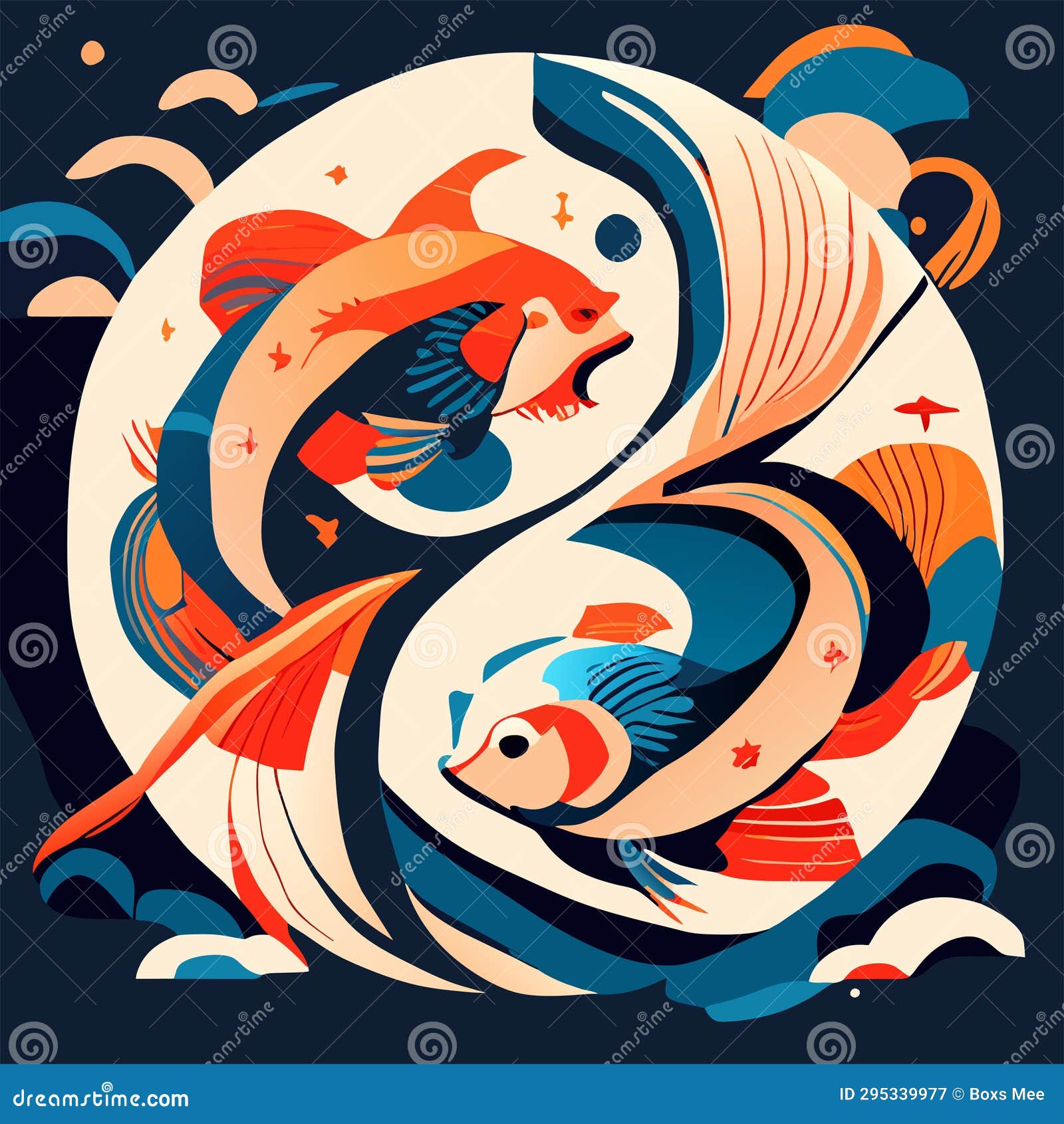 Koi Fish in the Form of a Circle. Vector Illustration Stock Vector ...