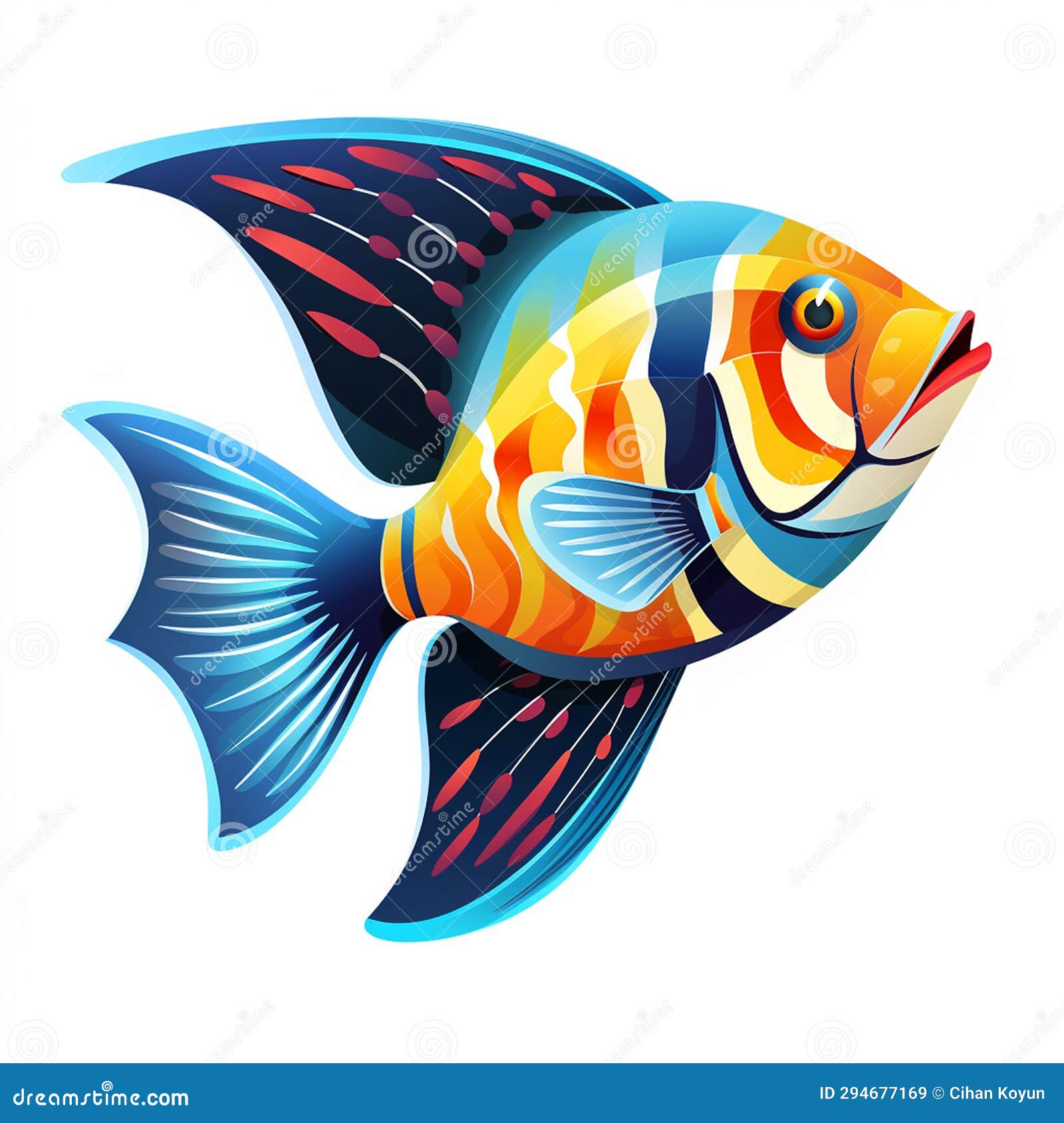 Koi Fish Illustration for Website Headers Stock Illustration ...
