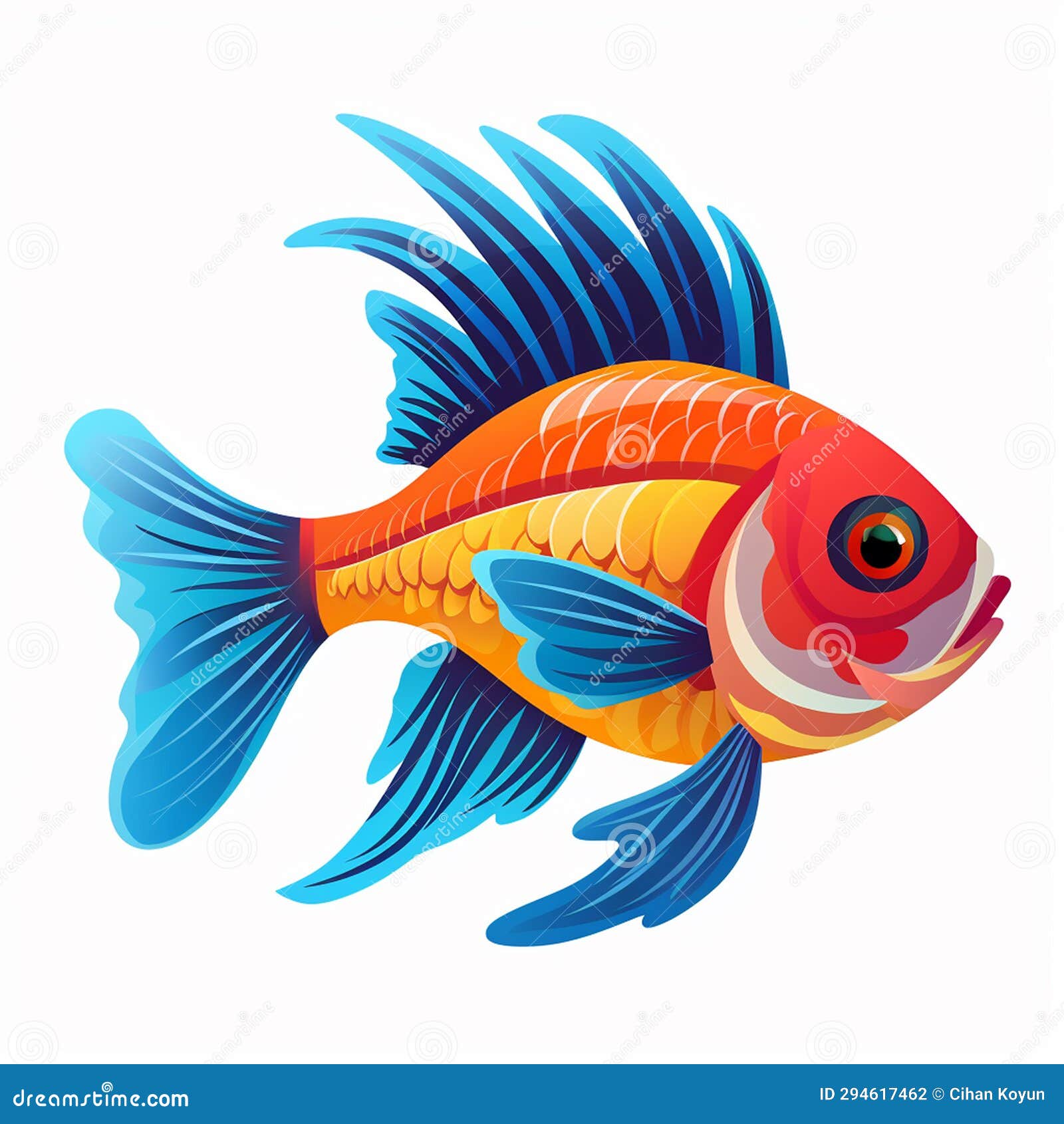 Koi Fish Illustration for Website Headers Stock Illustration ...