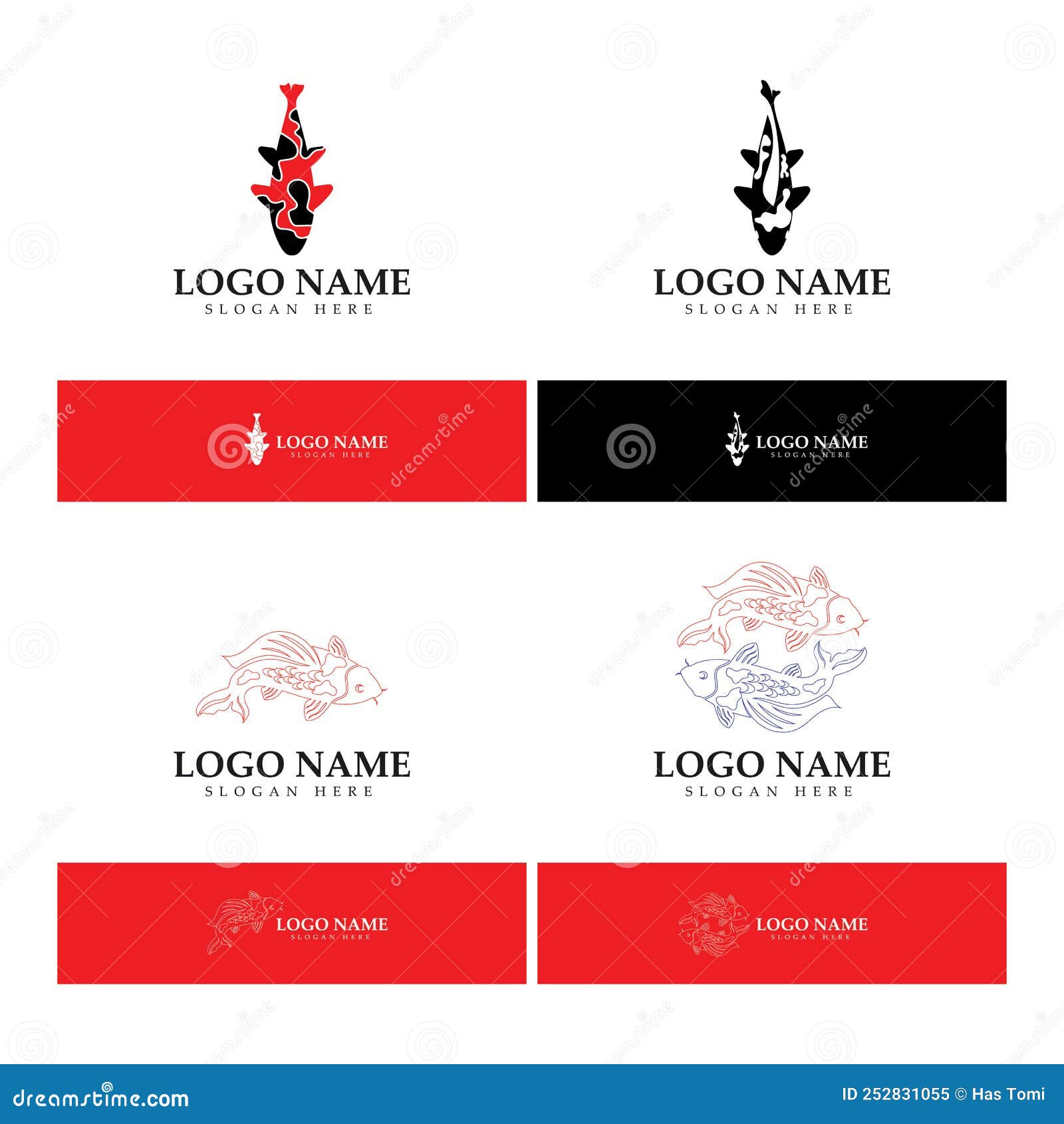 Koi Fish Logo Design Vector Template Stock Vector - Illustration of ...