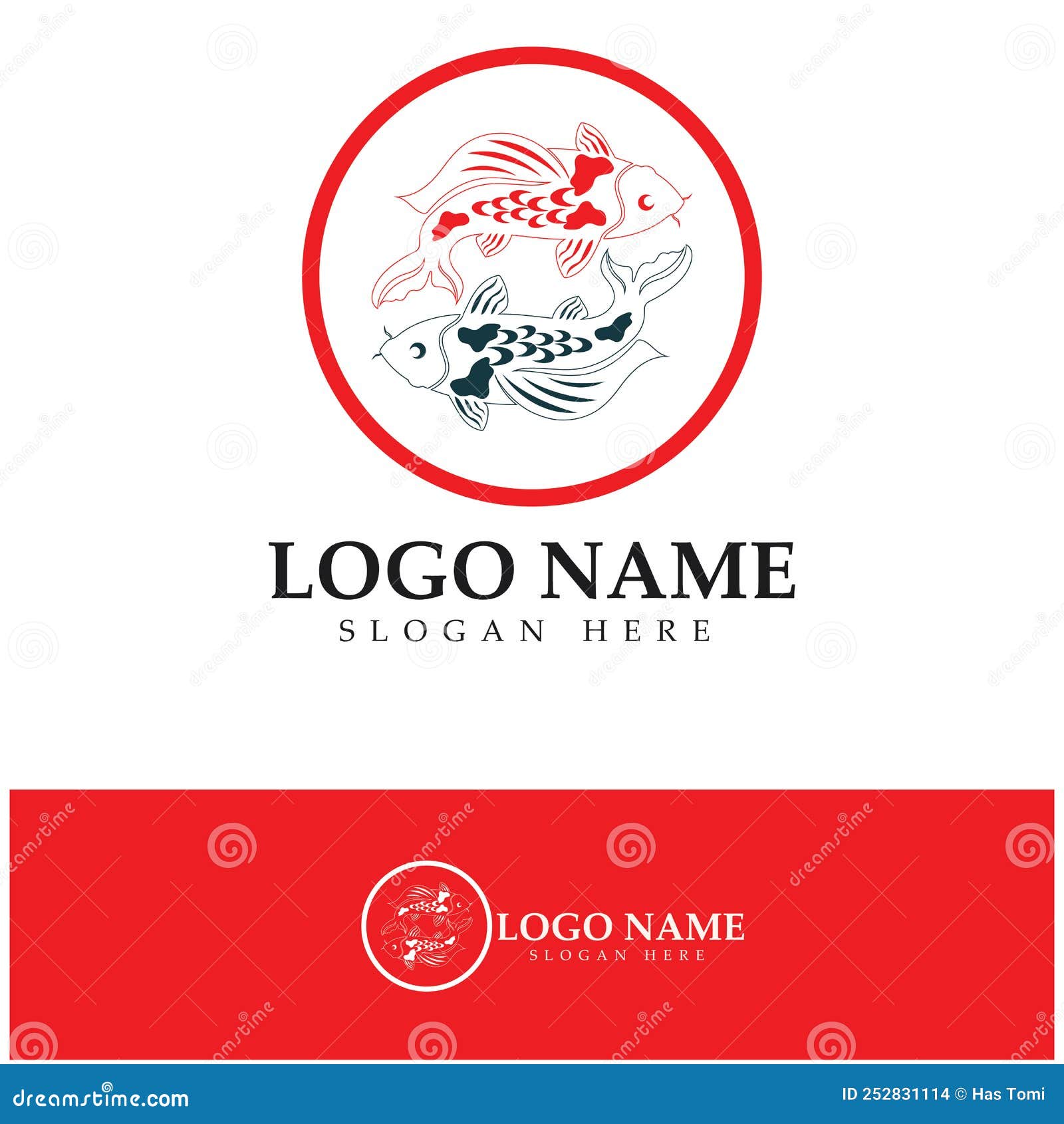 Koi Fish Logo Design Vector Template Stock Vector - Illustration of aquatic, oriental: 252831114