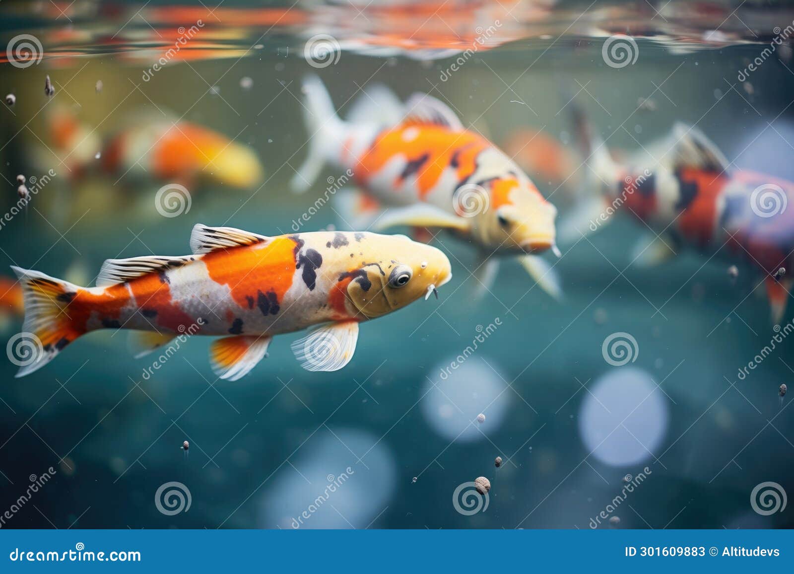 Koi Fish with Orange Spots in a Clean Pond Environment Stock Image ...