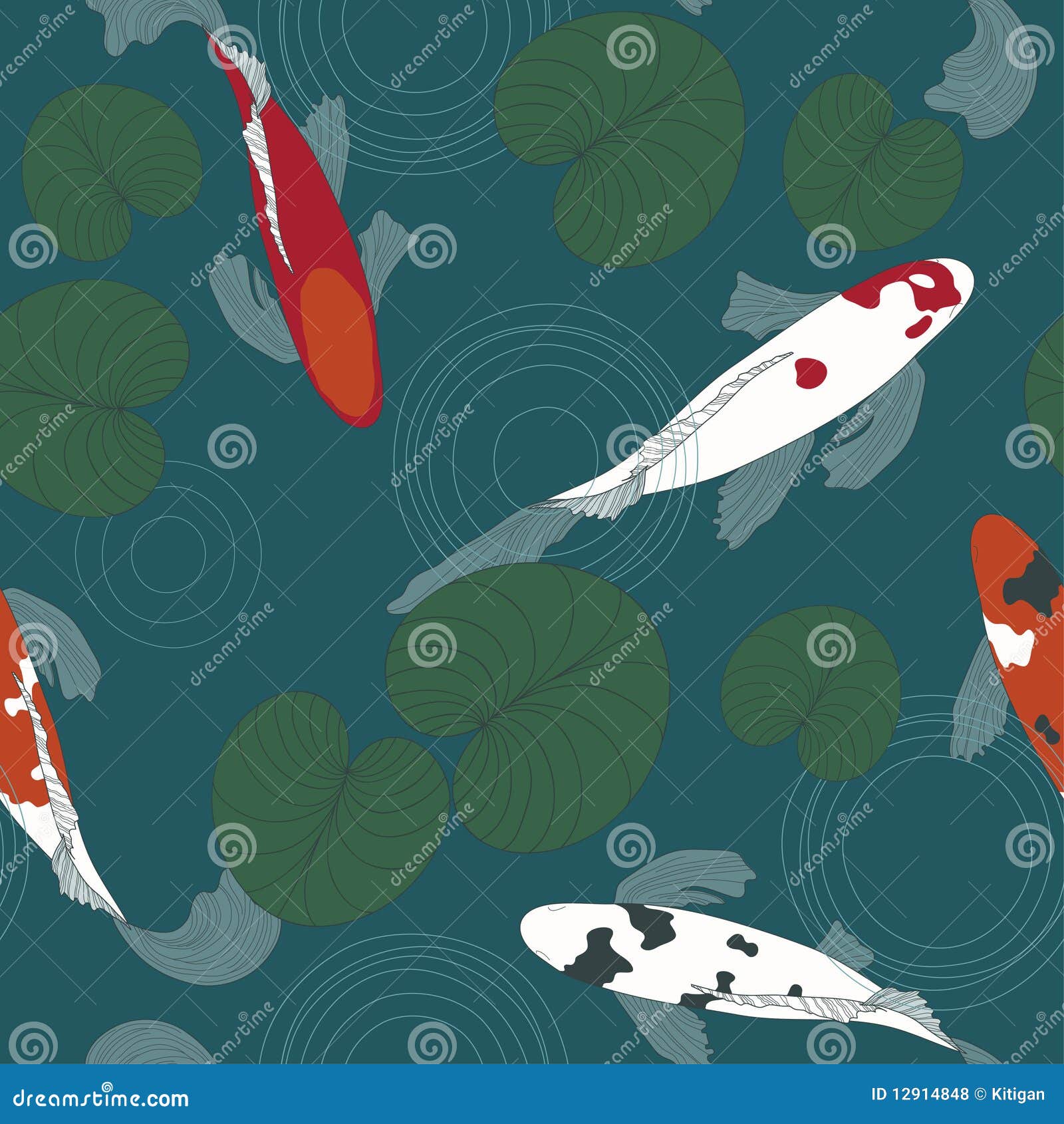 Koi Fish in Pond stock vector. Illustration of animals - 12914848