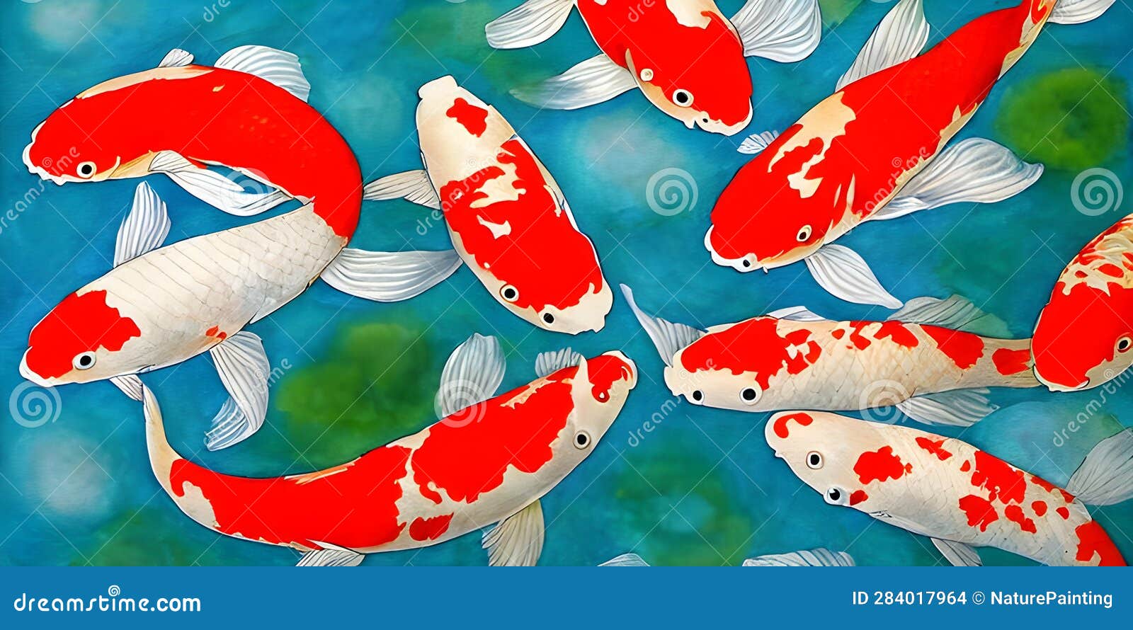 Koi Fish in a Pond with Nuances of Calm and Peace Stock Photo - Image ...